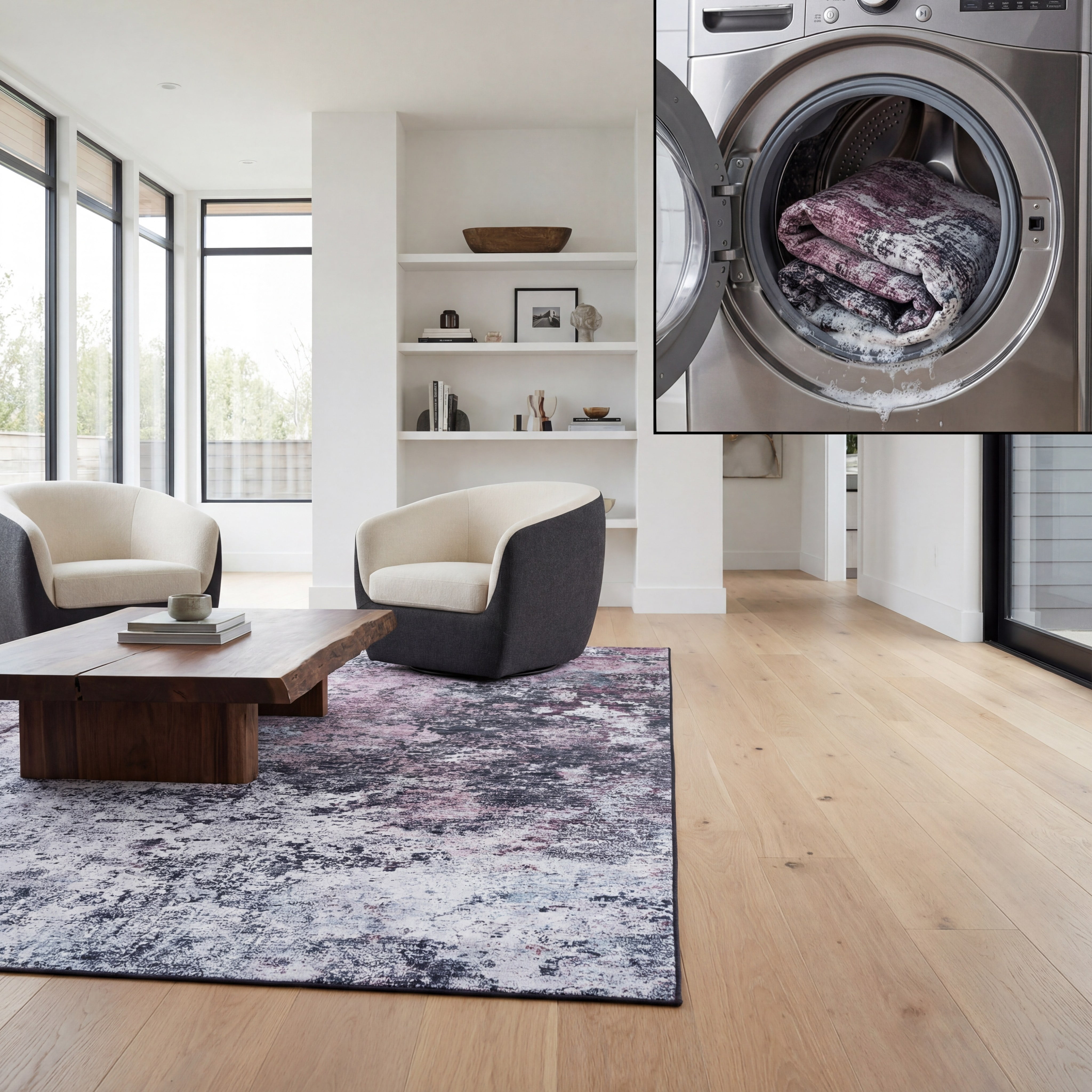 SAFAVIEH Tacoma Brian Abstract Machine Washable Area Rug, Plum/Black, 4 ...