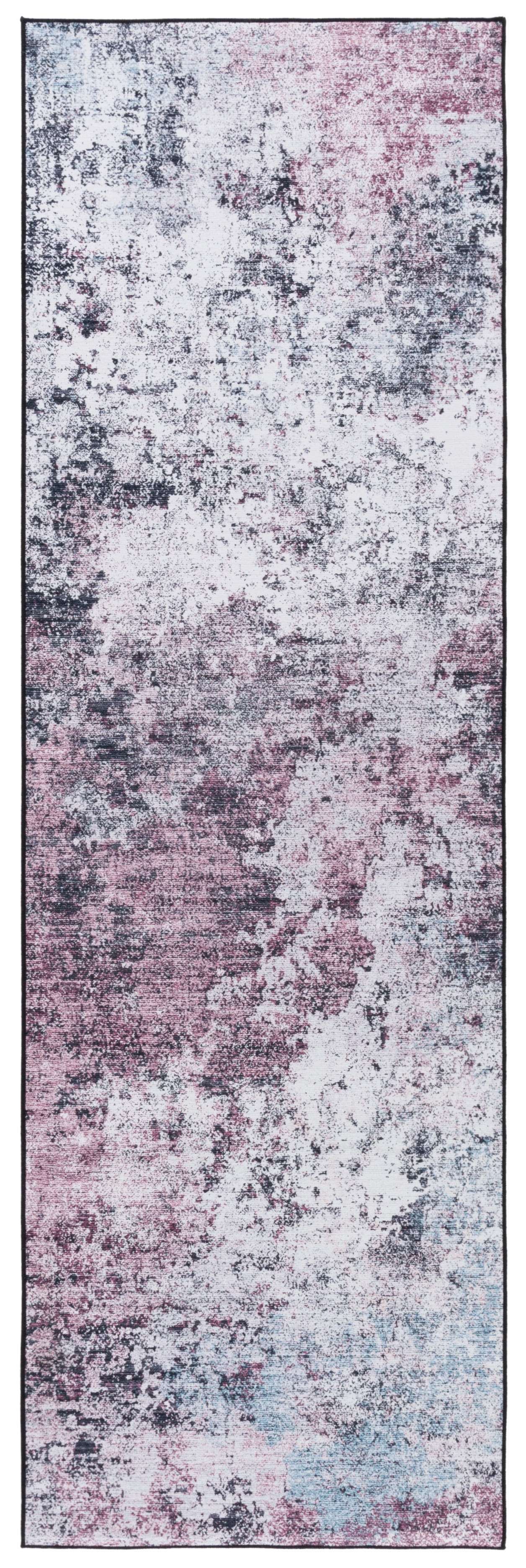 SAFAVIEH Tacoma Brian Abstract Machine Washable Runner Rug, Plum/Black ...