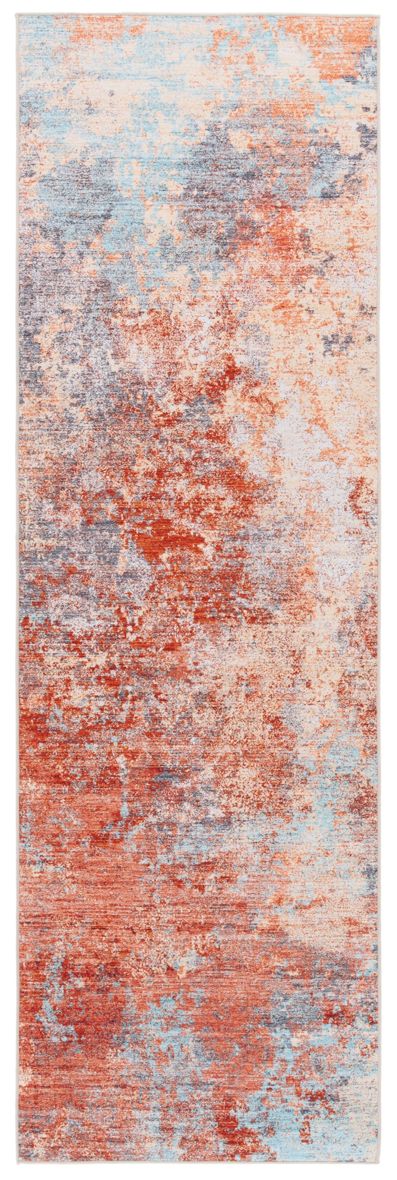 SAFAVIEH Tacoma Brian Abstract Machine Washable Runner Rug, Rust/Aqua ...
