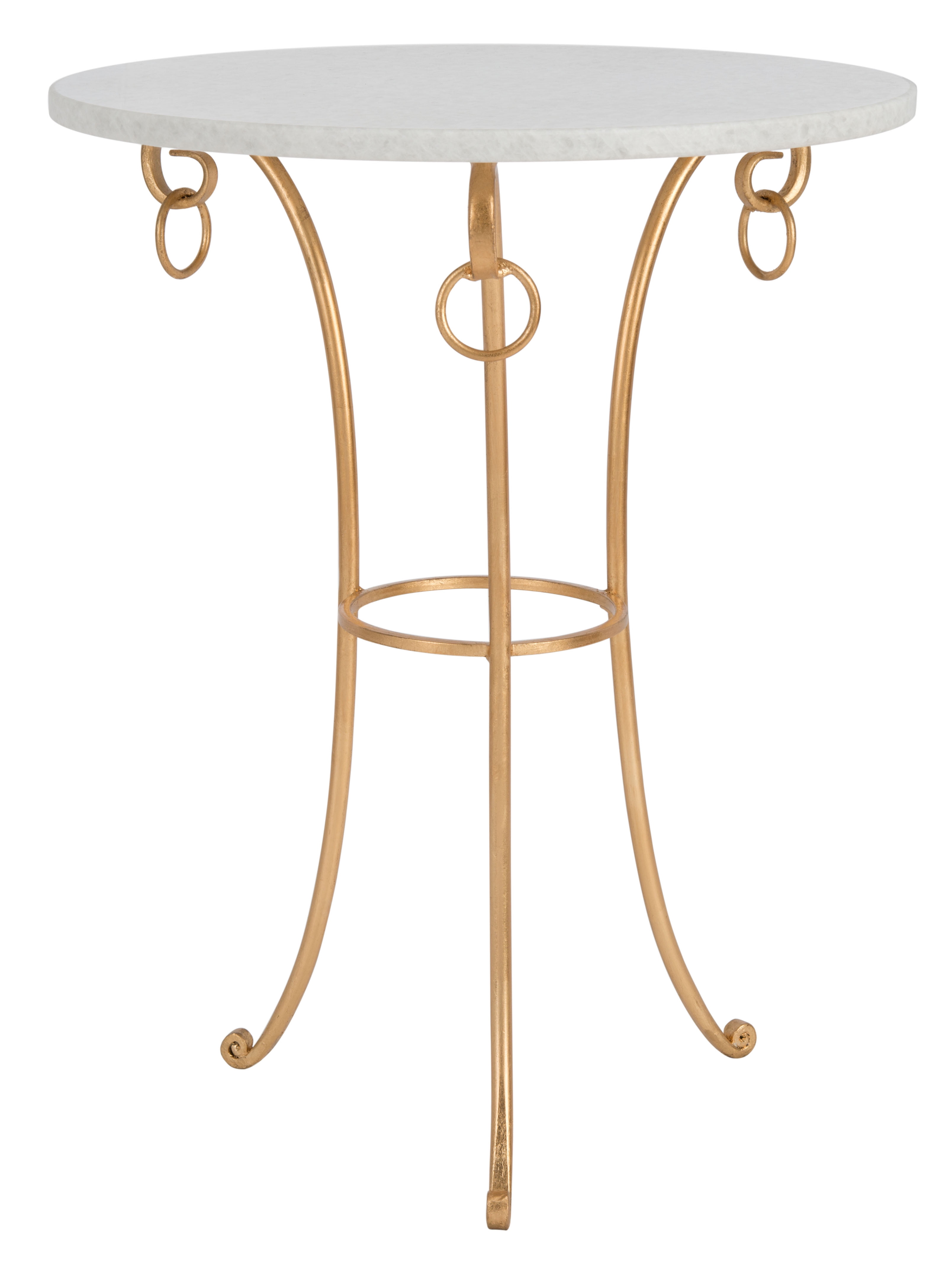 SAFAVIEH Tamara 25.5 in. H Ringed Round Top Gold Accent Table, White ...