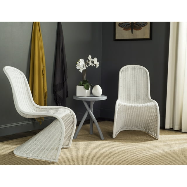 SAFAVIEH Tana Wicker Side Chair White - Walmart.com