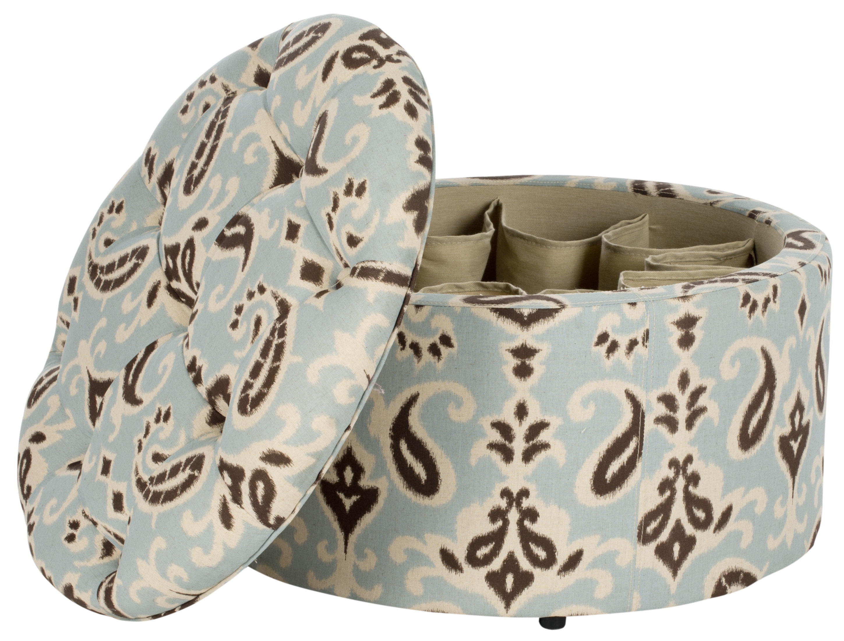 Free Shipping! Safavieh Tanisha Round Shoe Storage Ottoman Light Blue ...