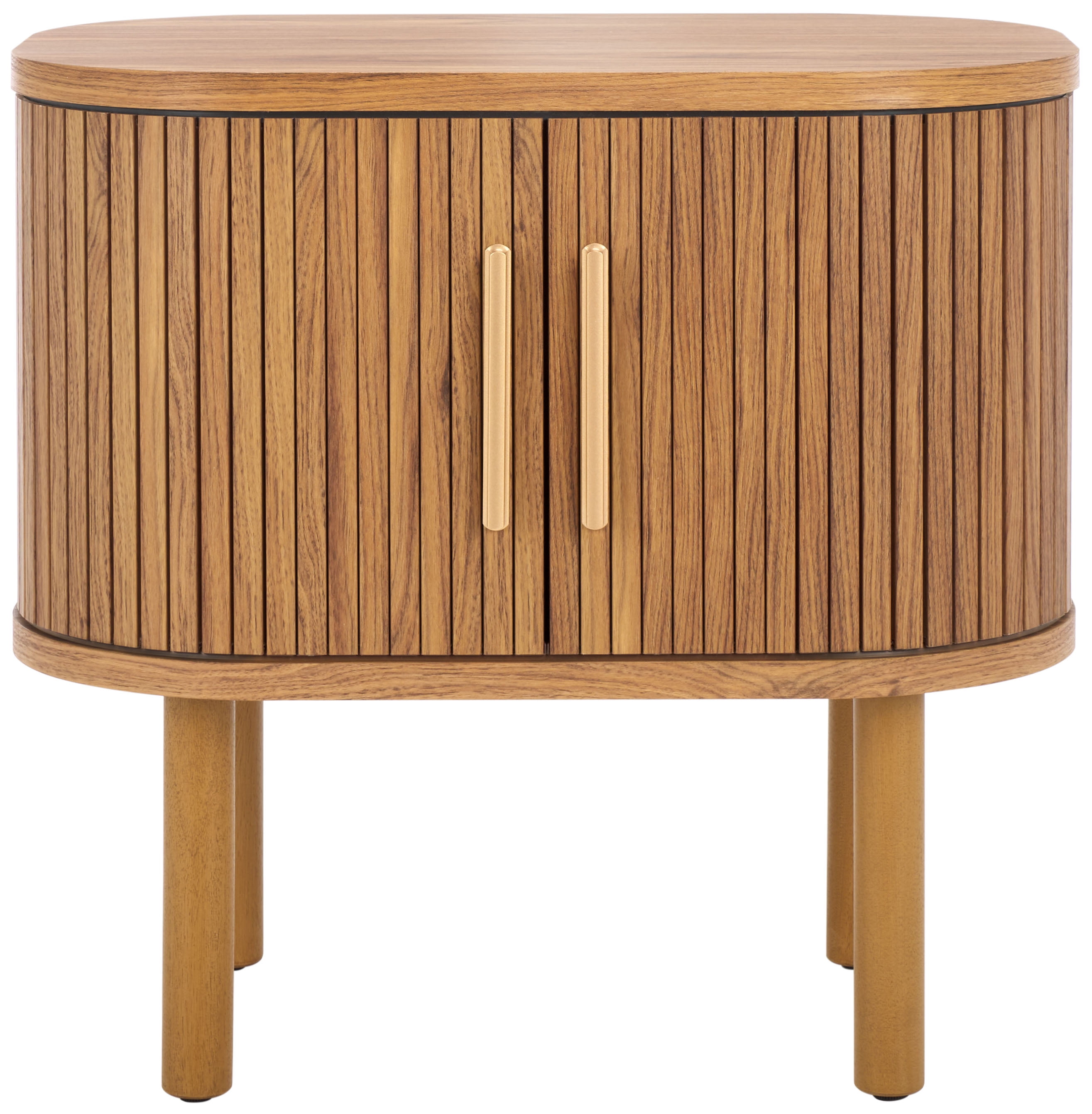 SAFAVIEH Tealla Contemporary Tambour Door Nightstand,Oak/Gold - Walmart.com