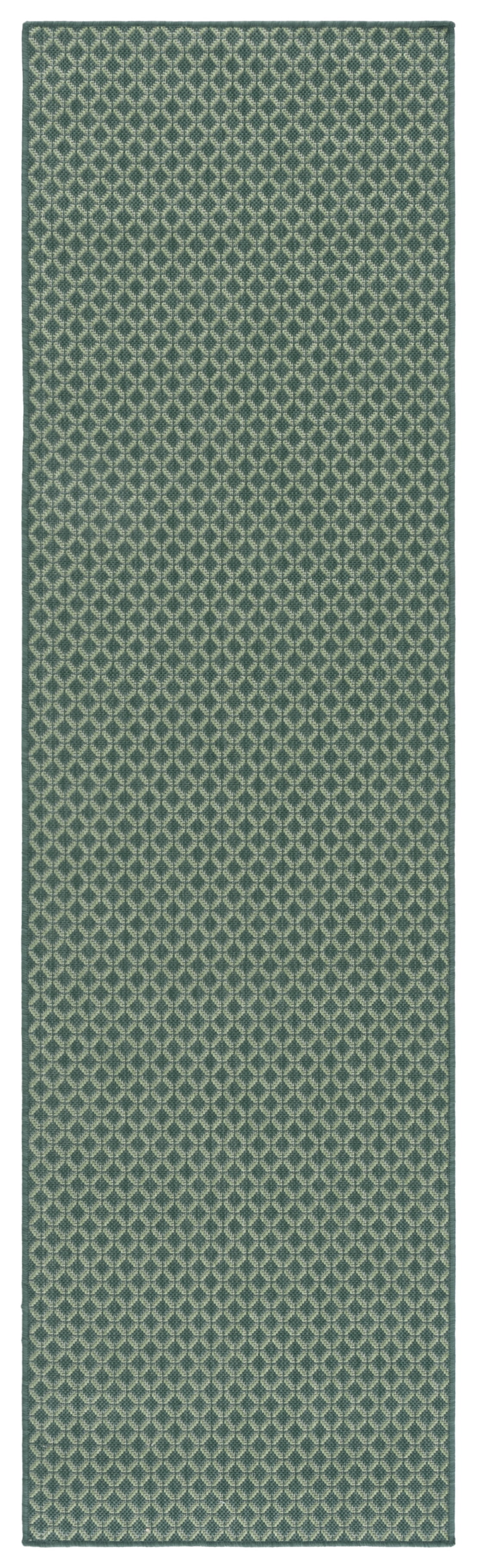 SAFAVIEH Terrace Bayon Geometric Indoor/Outdoor Runner Rug, Dark Green ...