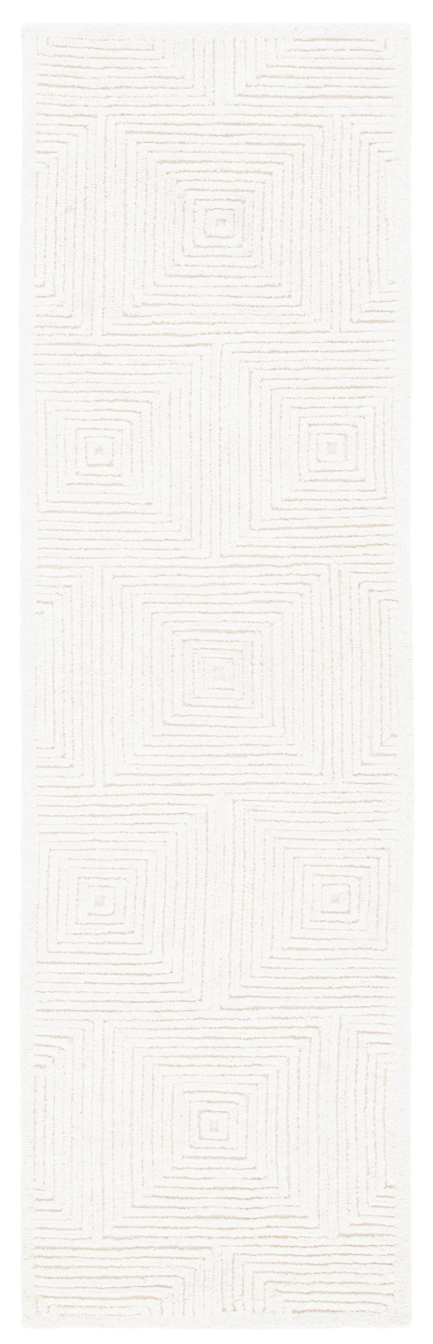 SAFAVIEH Textural Vince Geometric Runner Rug, Ivory, 2'3" x 10 ...