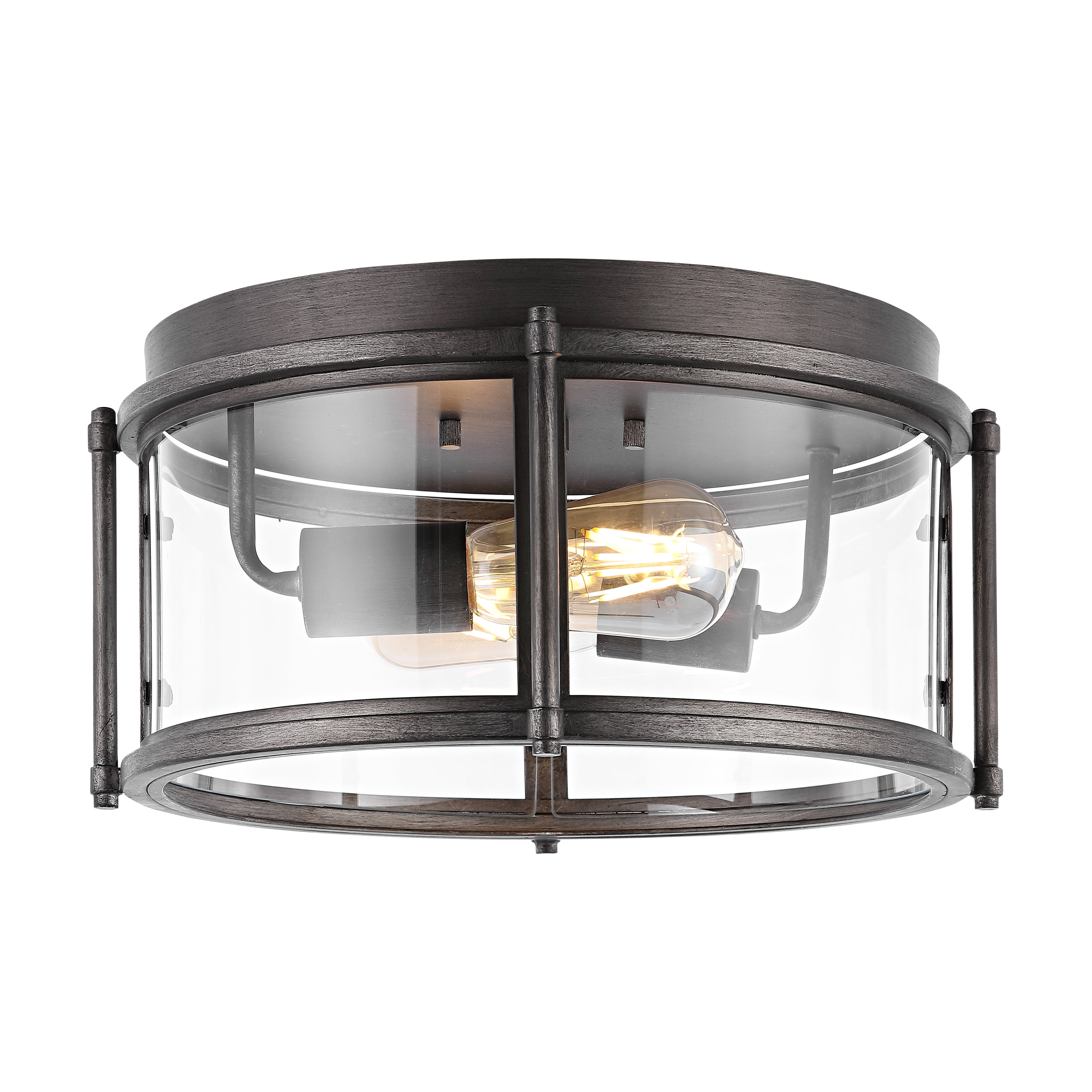 SAFAVIEH Tiller 14 in. Mid-century 2-Light Antique Gold Glass Mount ...