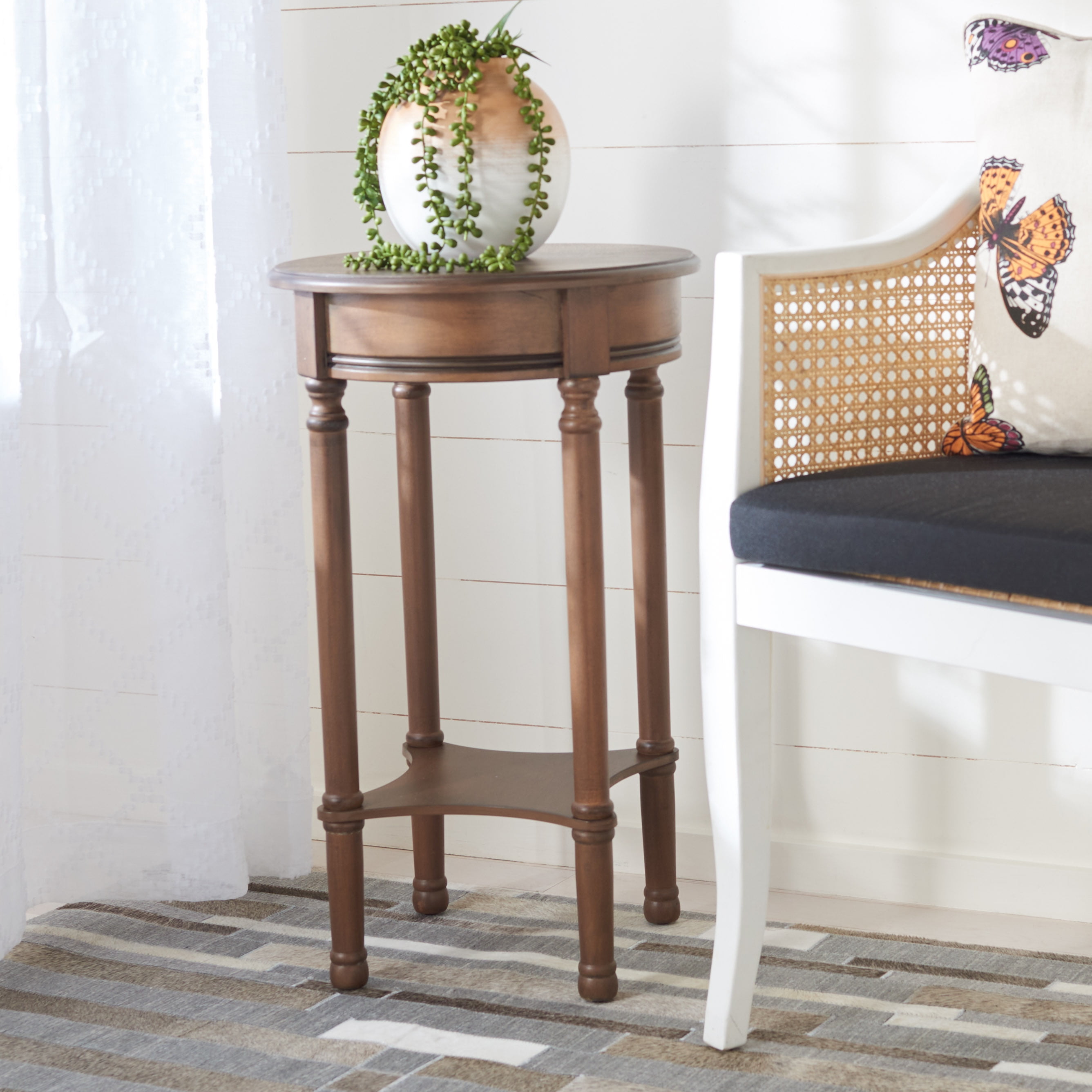 SAFAVIEH Tinsley Solid Rustic Round Accent Table, Brown - Walmart.com