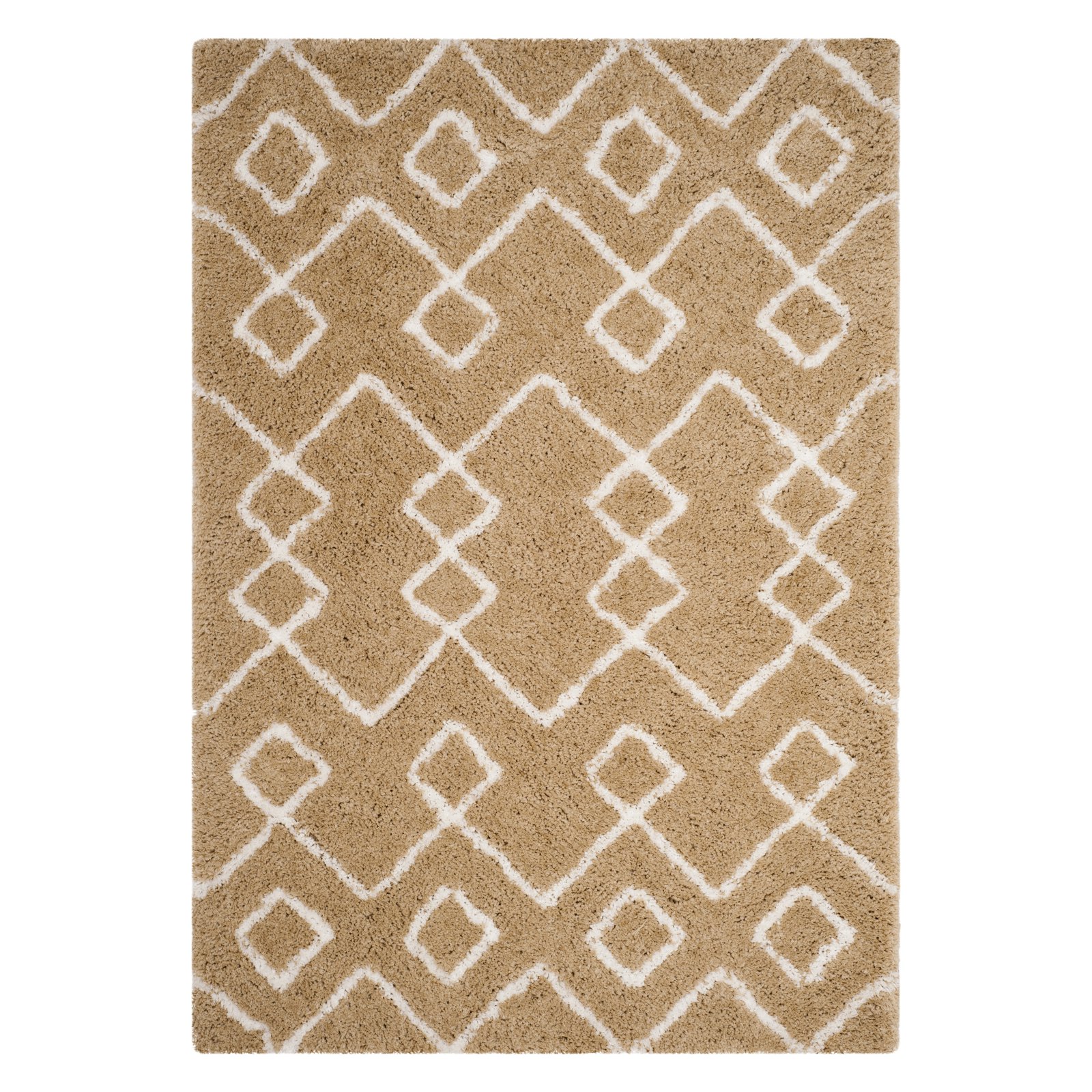 SAFAVIEH Toronto Isla Abstract Geometric Polyester Shag Area Rug, Beige ...