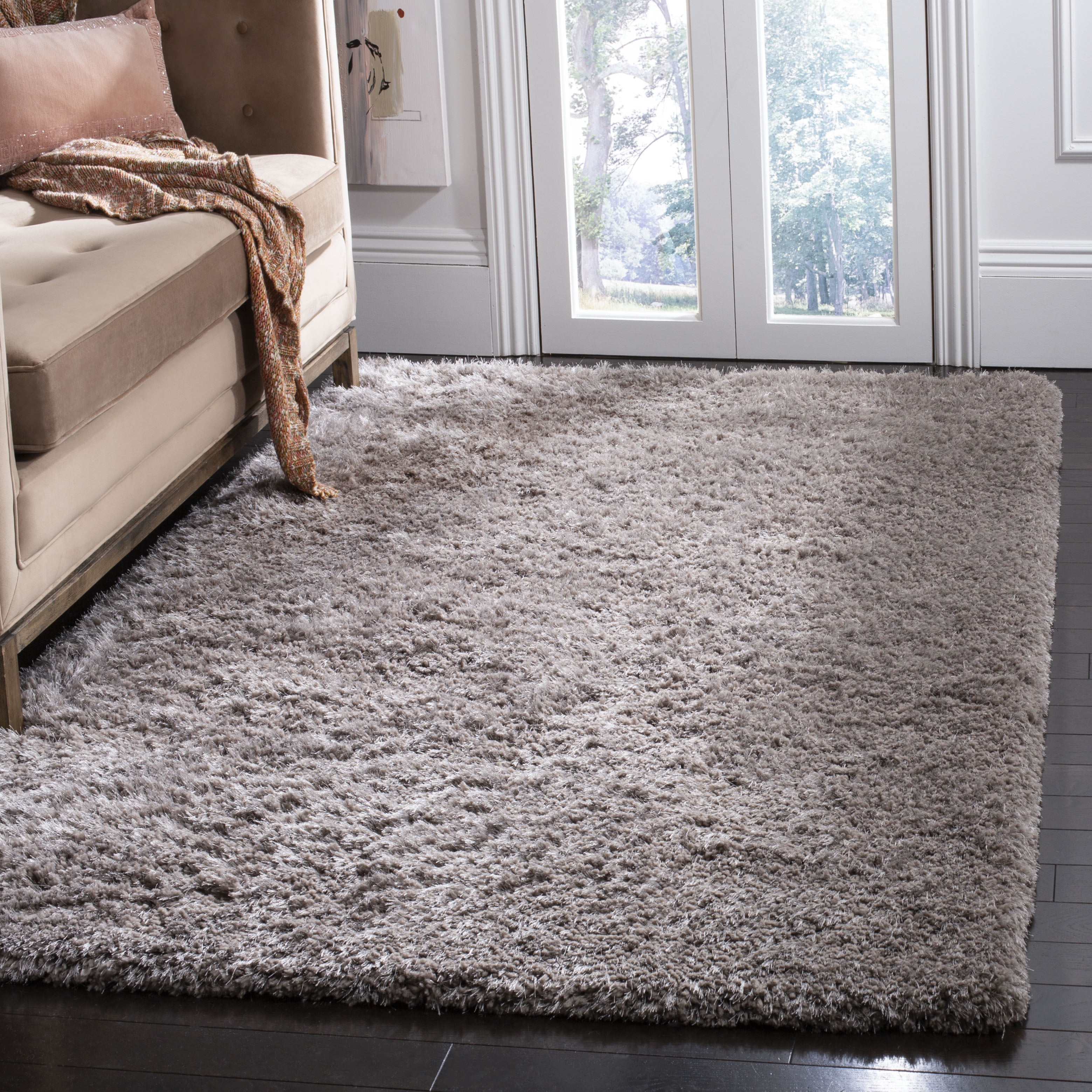 SAFAVIEH Toronto Kameron Solid Polyester Shag Area Rug, Grey, 4' x 6 ...