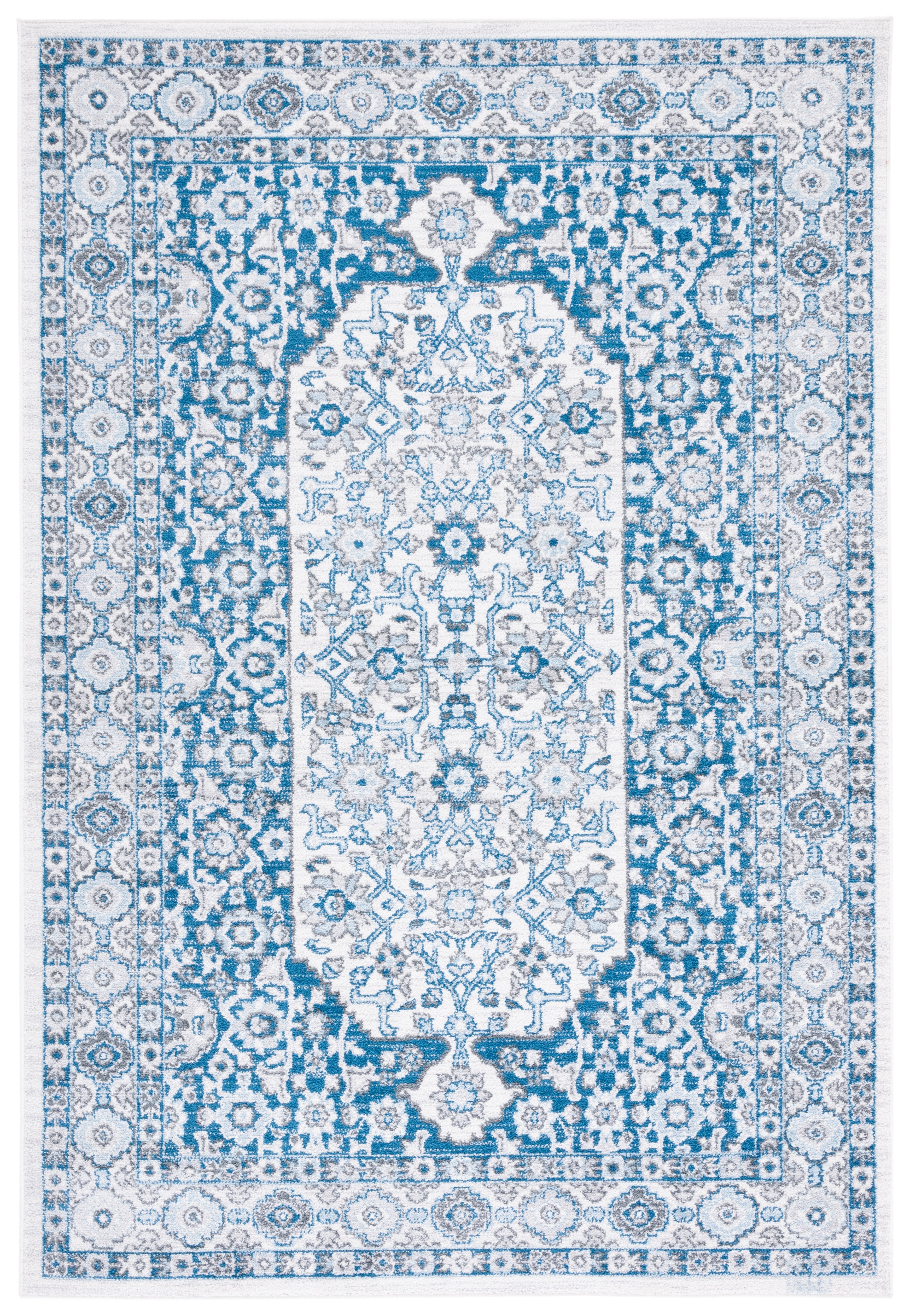 SAFAVIEH Toscana Caryn Medallion Polyester Area Rug, Ivory/Navy, 8' x ...