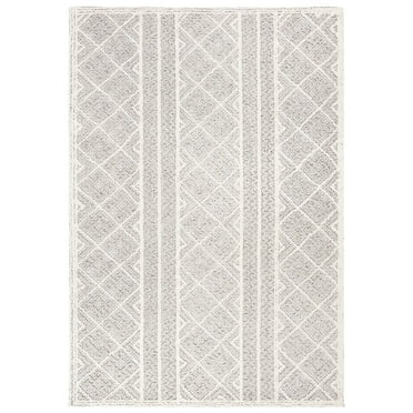 SAFAVIEH Cambridge Jaron Geometric Striped Wool Area Rug, Grey/Ivory, 4 ...