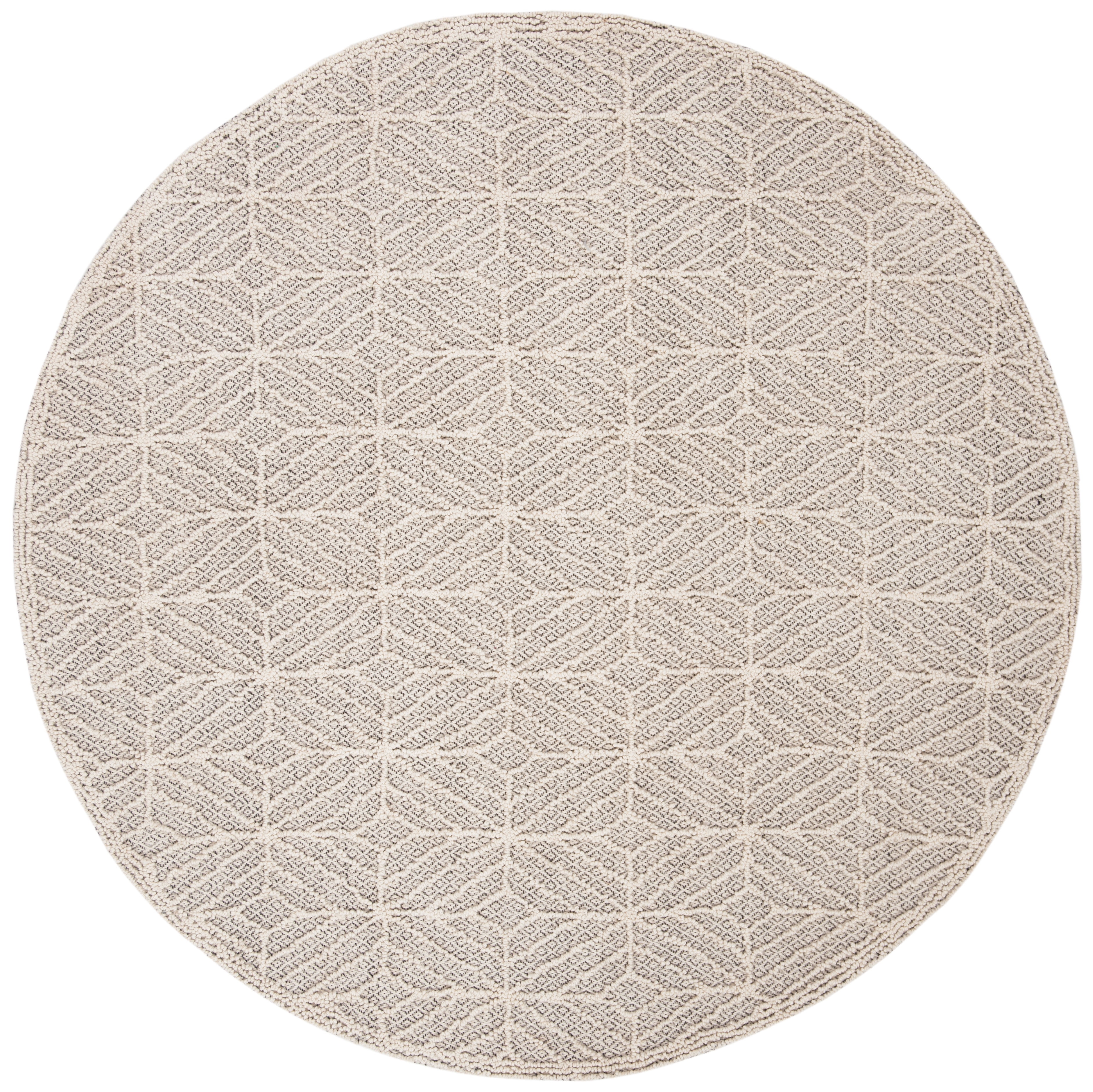 SAFAVIEH Trace Gervase Geometric Wool Area Rug, Ivory/Black, 6' x 6 ...