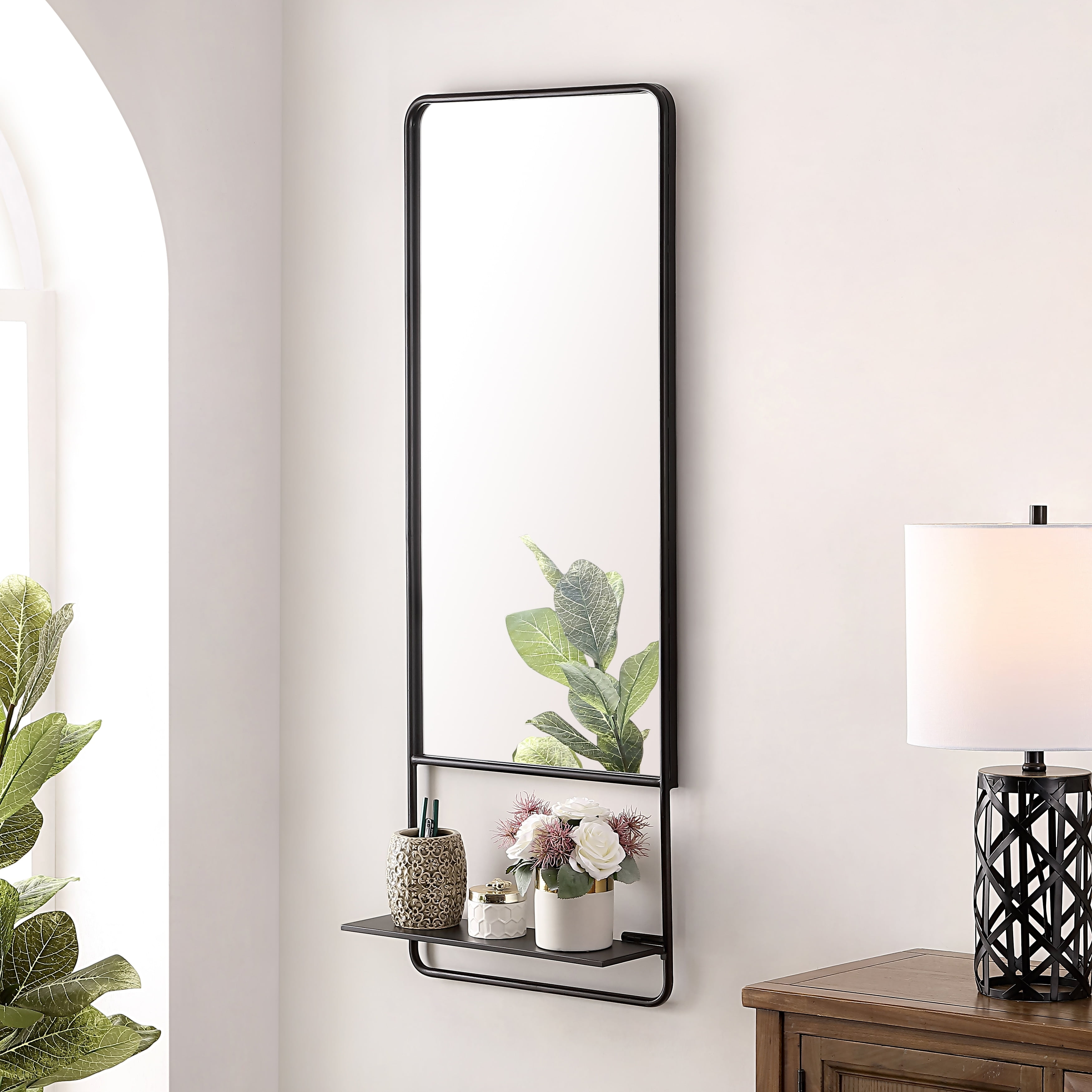 SAFAVIEH Trinsy 18" x 48" Black Modern Wall Mirror - Walmart.com