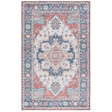 SAFAVIEH Tucson Faith Traditional Machine Washable Area Rug, Rust/Green ...