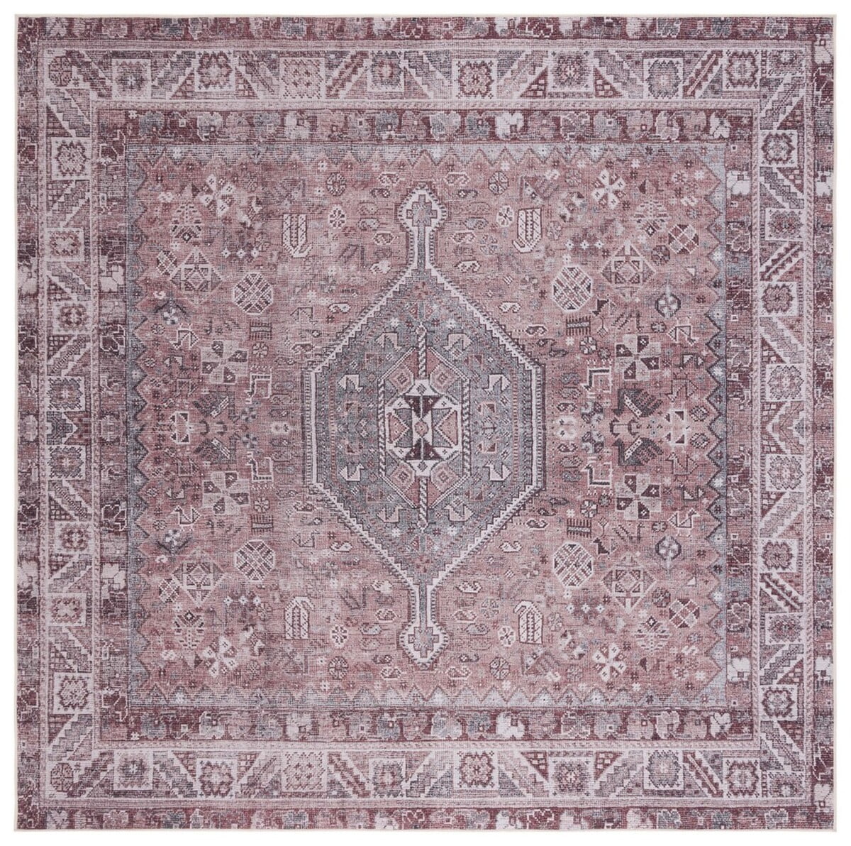 SAFAVIEH Tucson Basil Traditional Machine Washable Area Rug, 6' x 6 ...