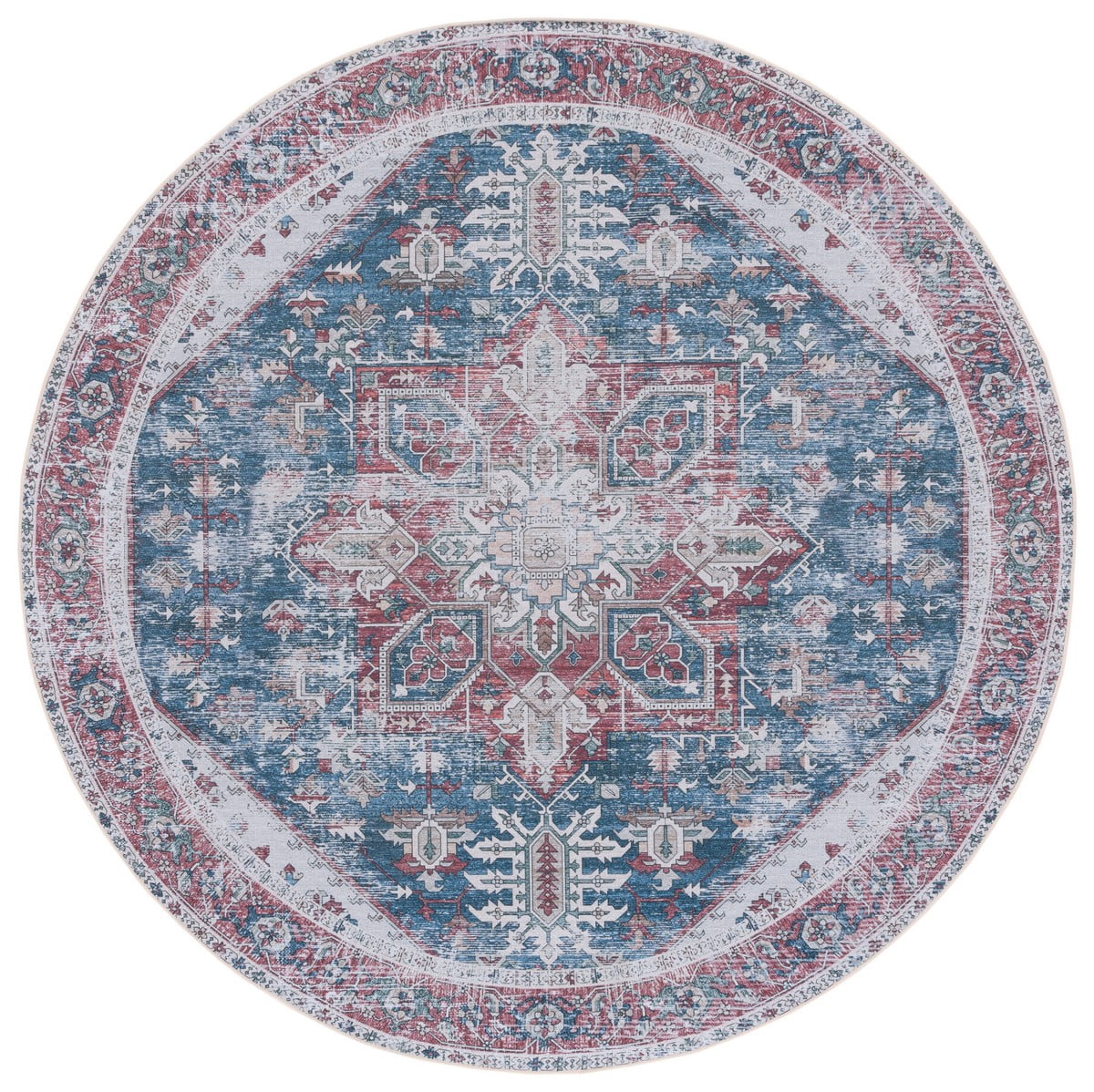 SAFAVIEH Tucson Jayla Traditional Machine Washable Area Rug, 6' x 6 ...