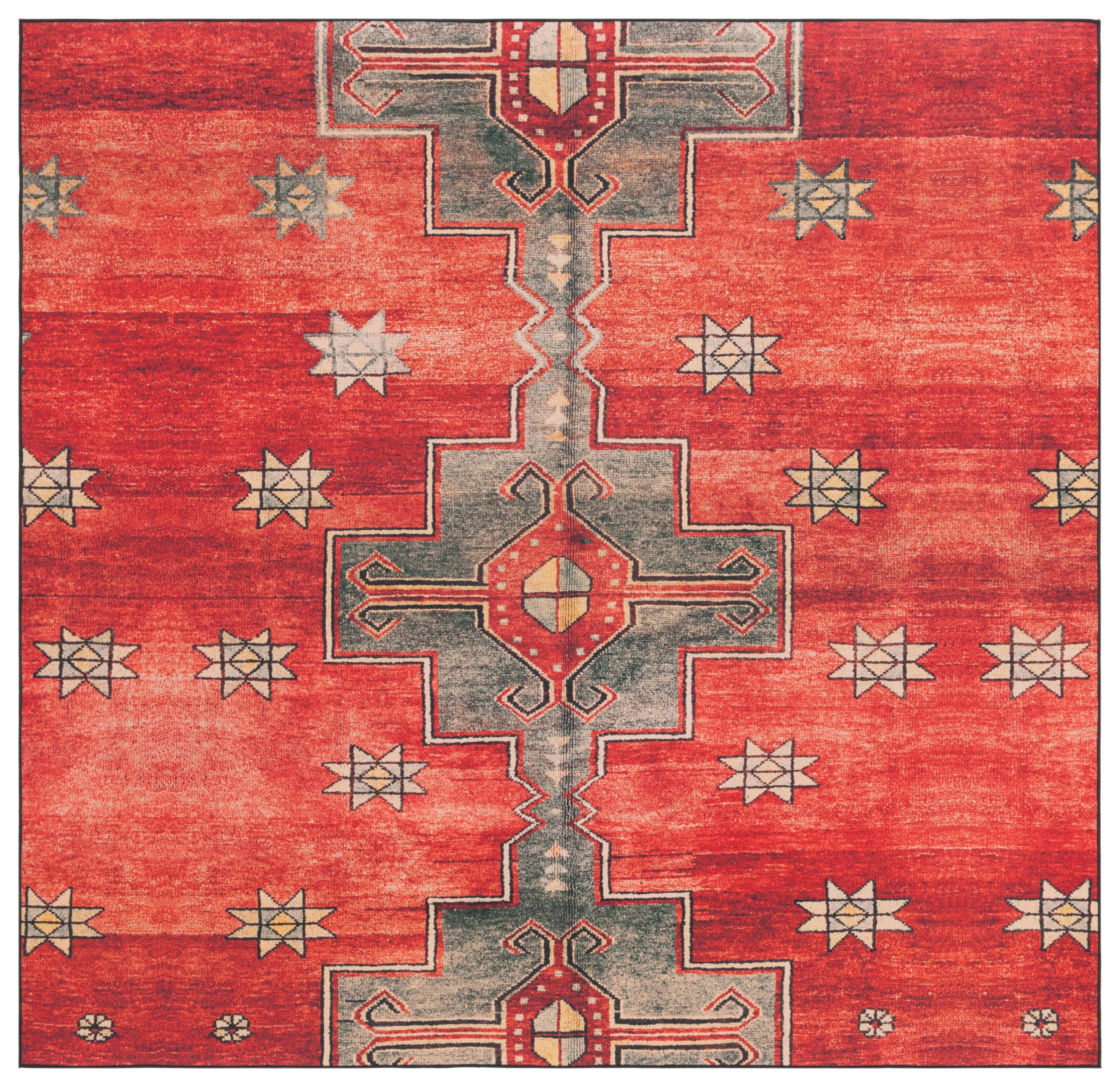 SAFAVIEH Tucson Jimmy Oriental Machine Washable Area Rug, Rust/Green, 6 ...