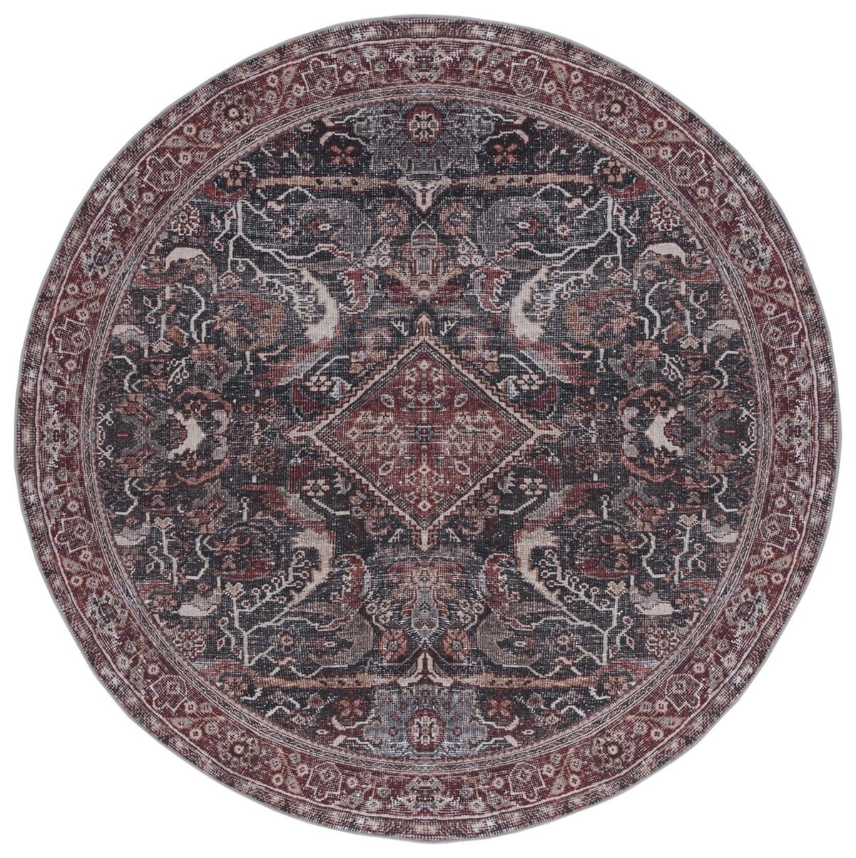 SAFAVIEH Tucson Kayleah Traditional Machine Washable Area Rug, 6' x 6 ...