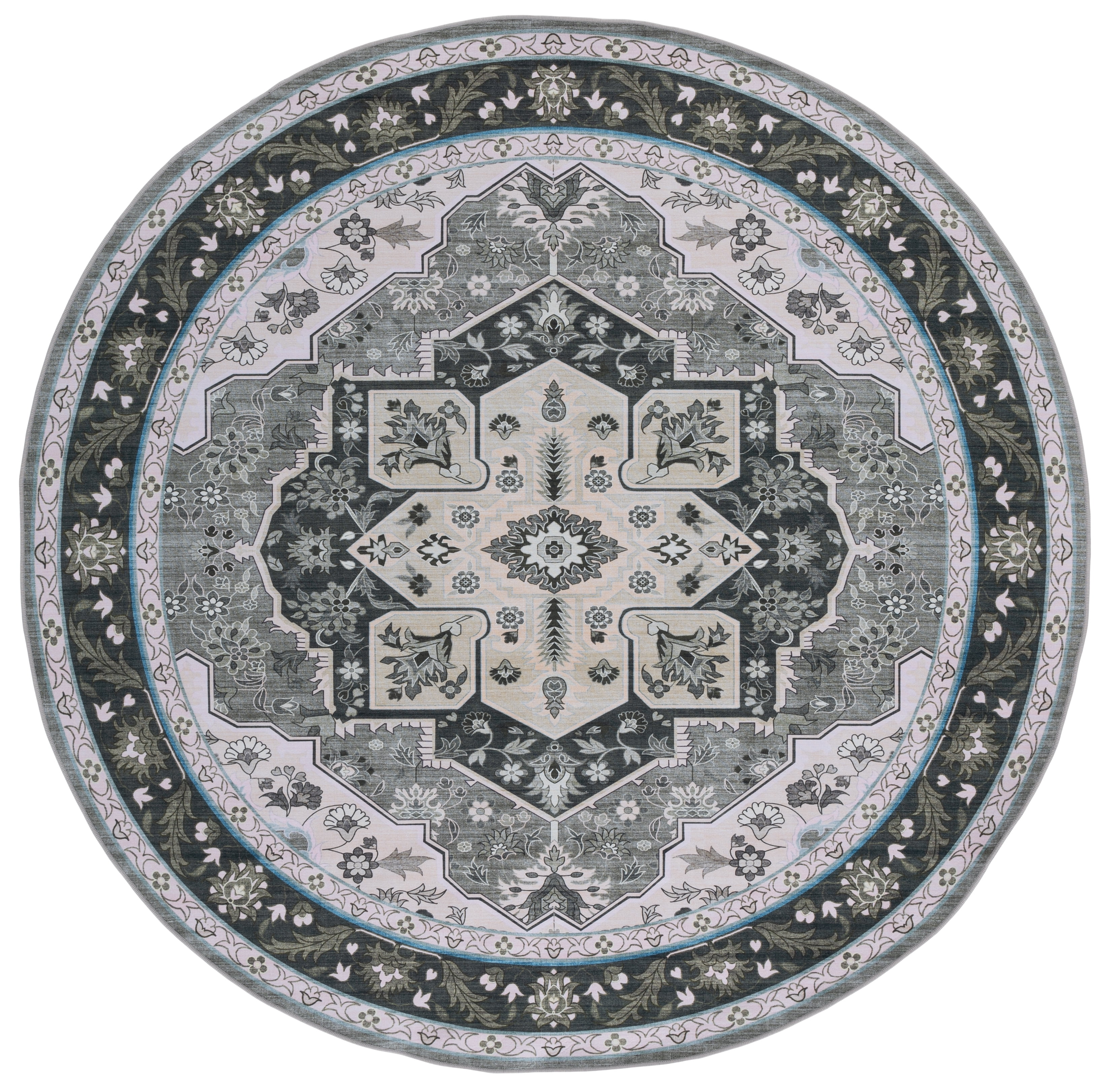 SAFAVIEH Tucson Luvina Oriental Machine Washable Area Rug, Green/Light ...