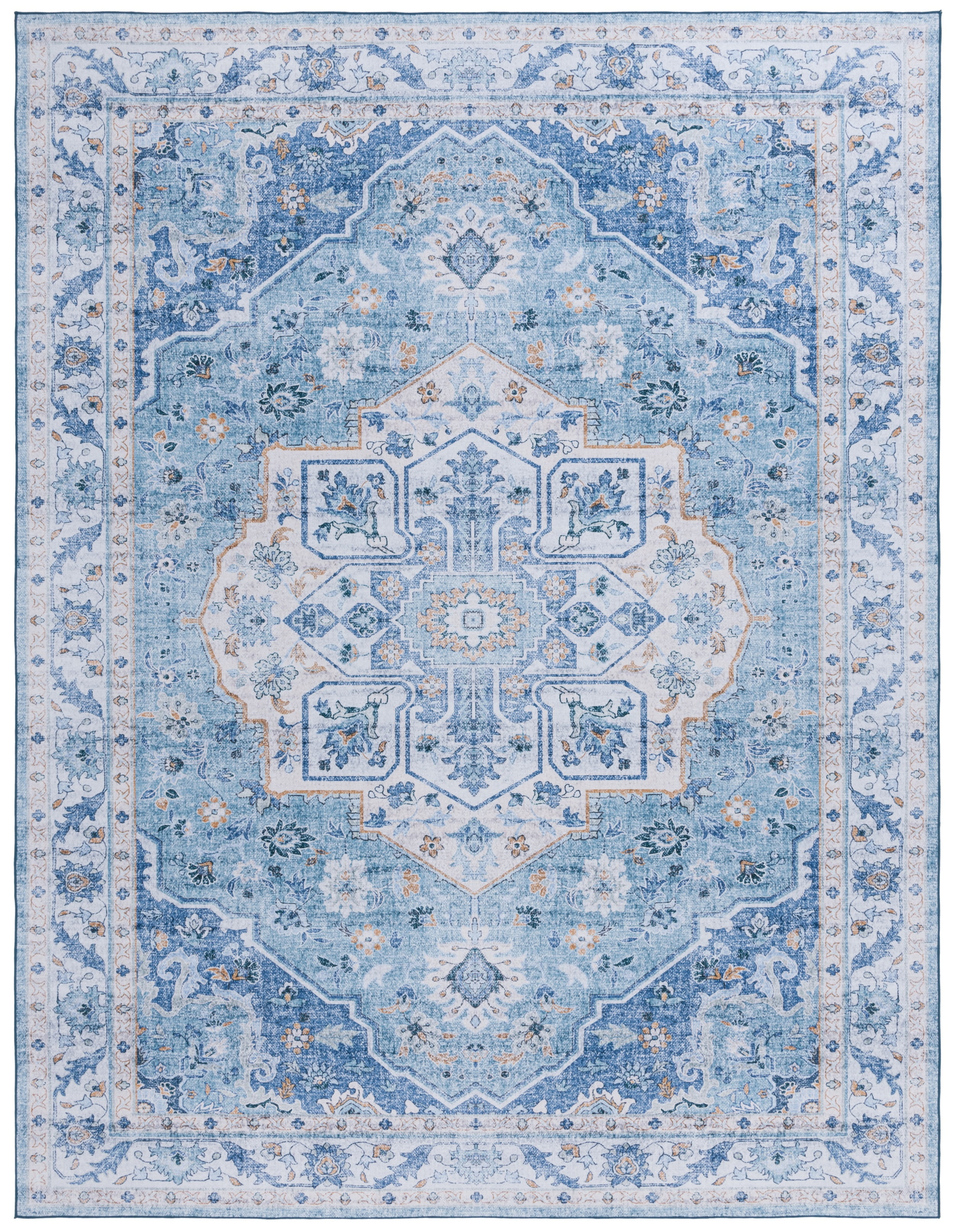 SAFAVIEH Tucson Luvina Traditional Machine Washable Area Rug, Light ...