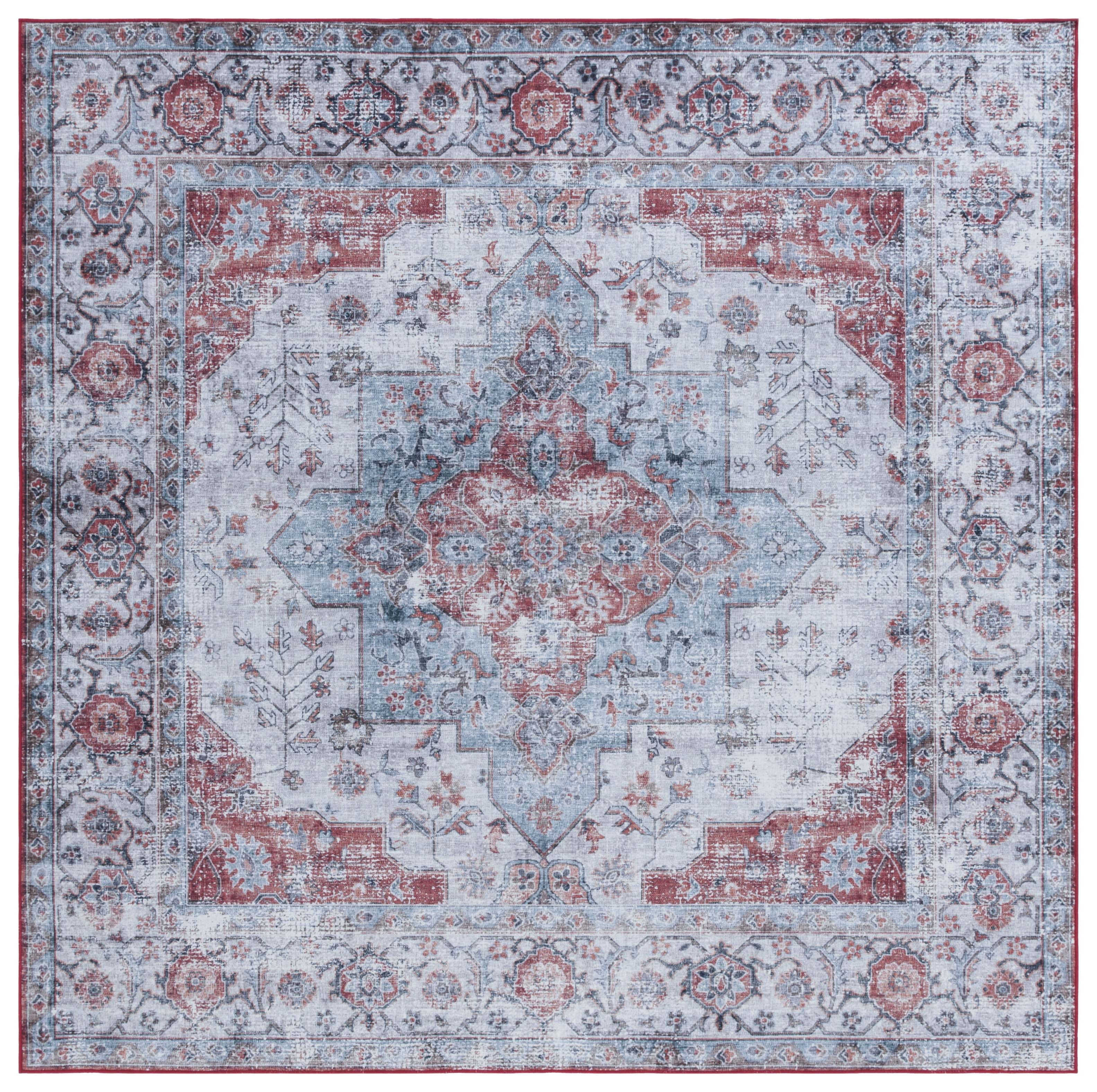 SAFAVIEH Tucson Nazca Oriental Machine Washable Area Rug, Light Blue ...