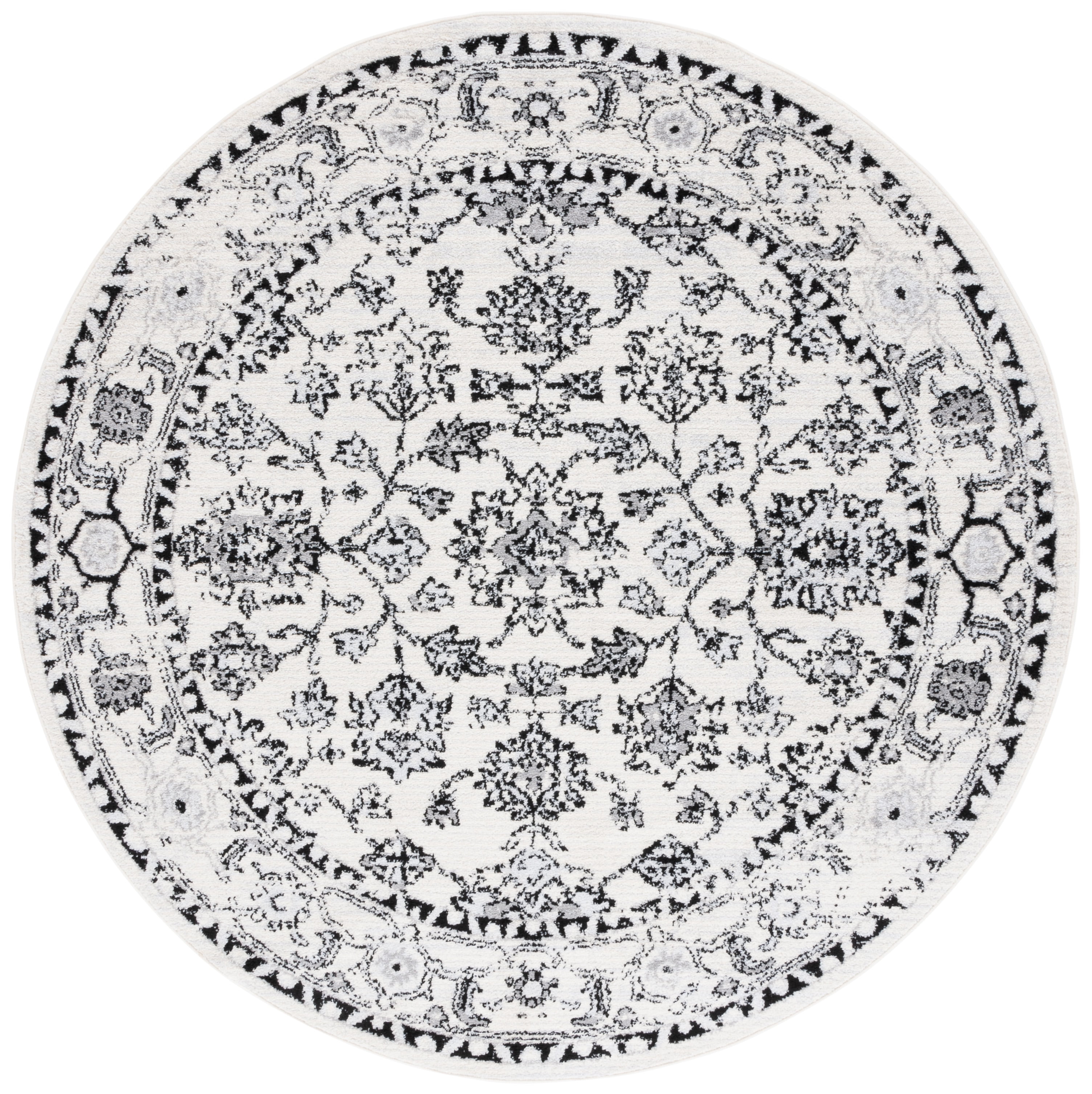 SAFAVIEH Tulum Bevis Oriental Area Rug, Ivory Grey/Charcoal, 6'7" x 6'7 ...