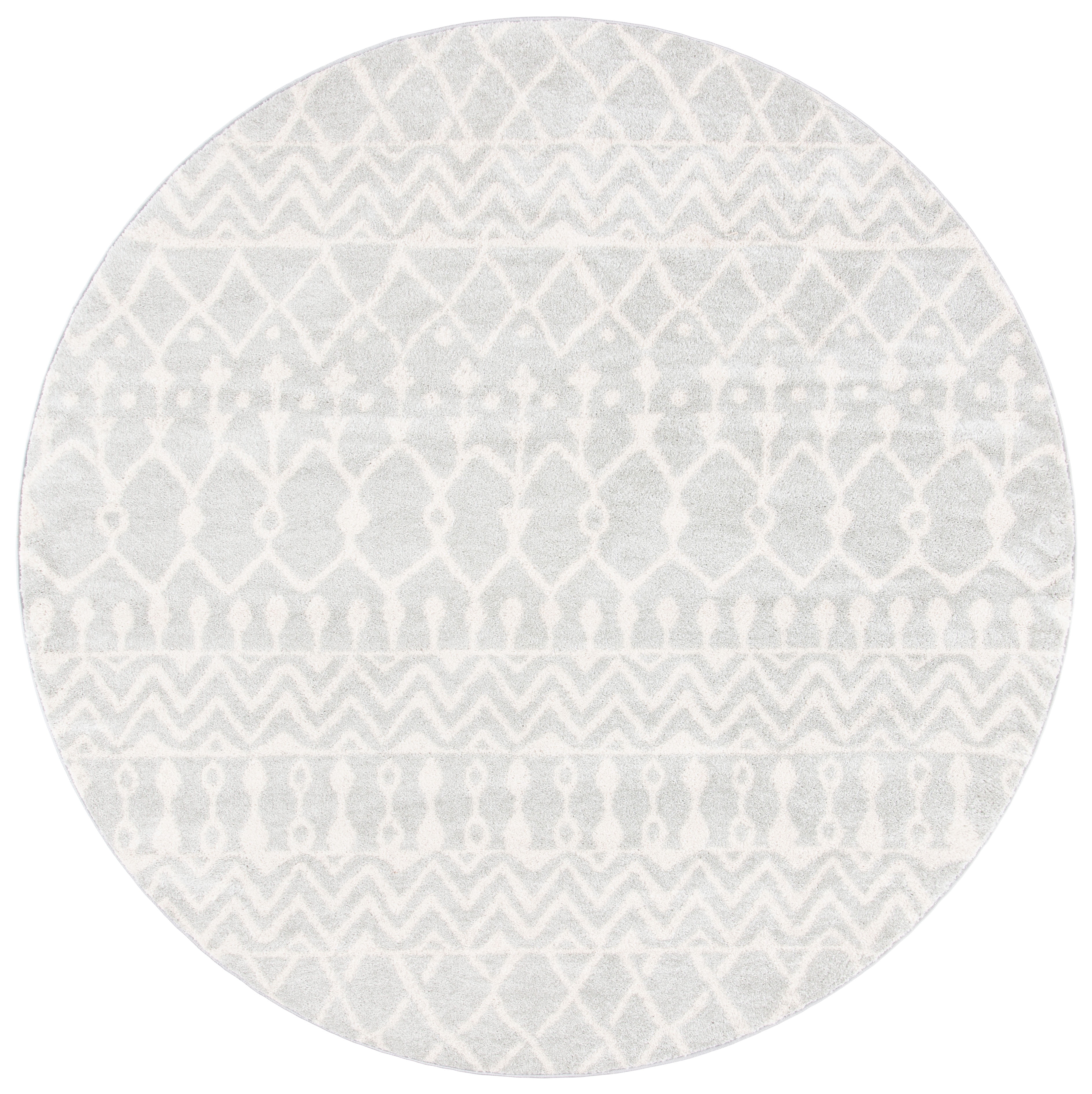 SAFAVIEH Tulum Glen Oriental Area Rug, Light Grey/Ivory, 6'7" x 6'7 ...