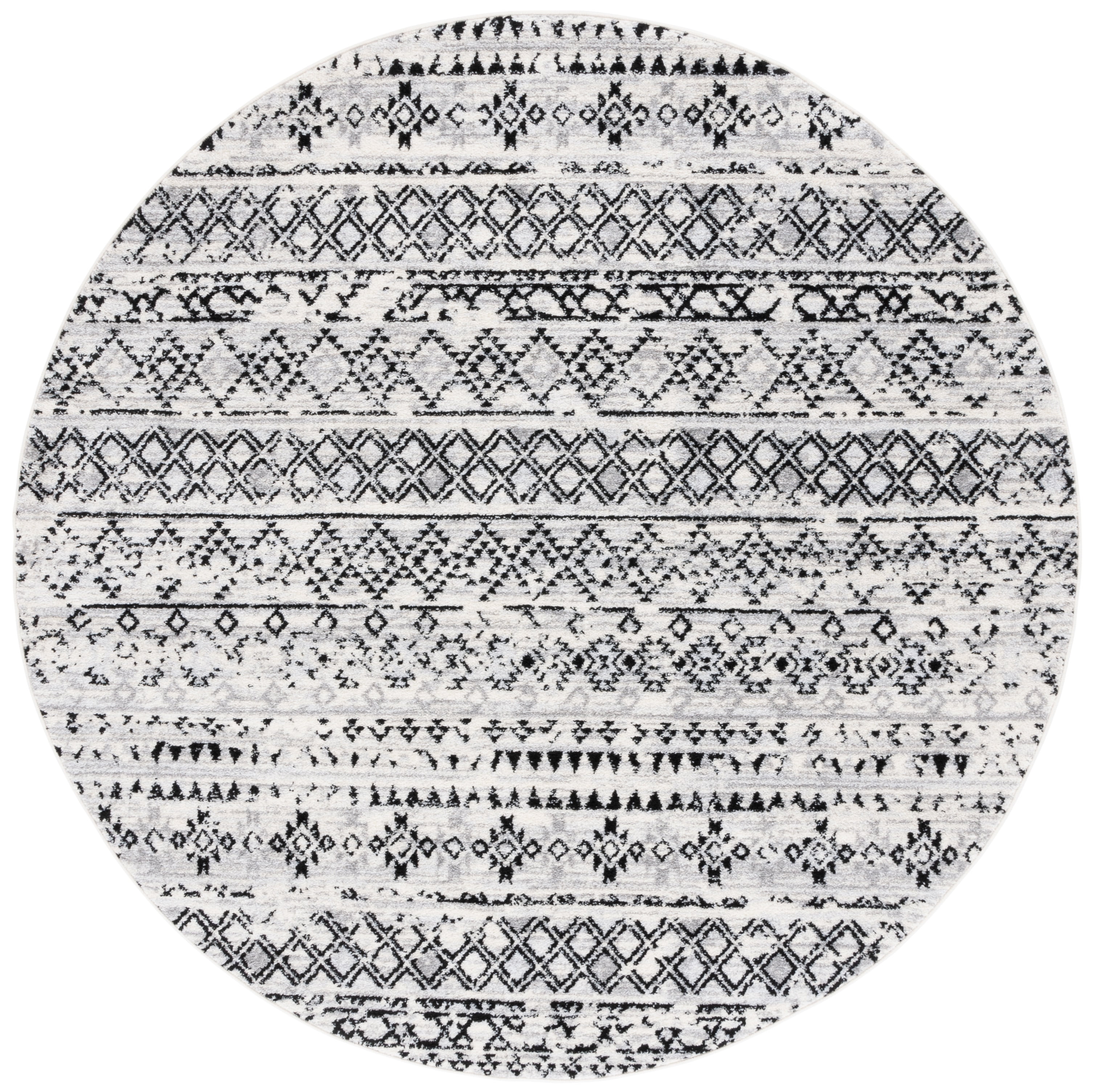 SAFAVIEH Tulum Kady Oriental Area Rug, Ivory Grey/Charcoal, 6'7" x 6'7 ...