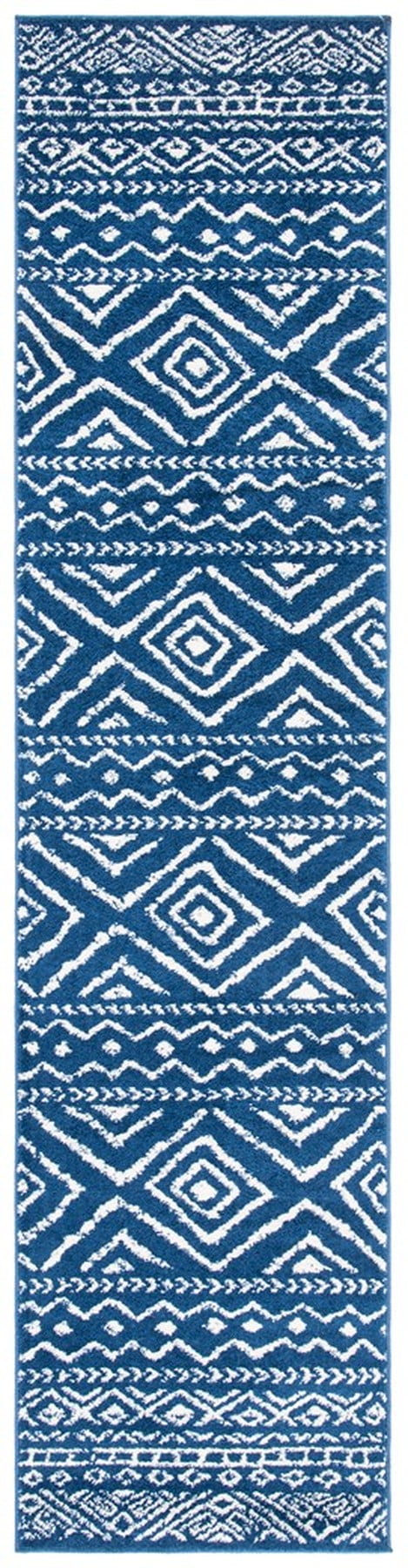 SAFAVIEH Tulum Merletta Moroccan Geometric Runner, 2' x 11', Navy/Ivory ...