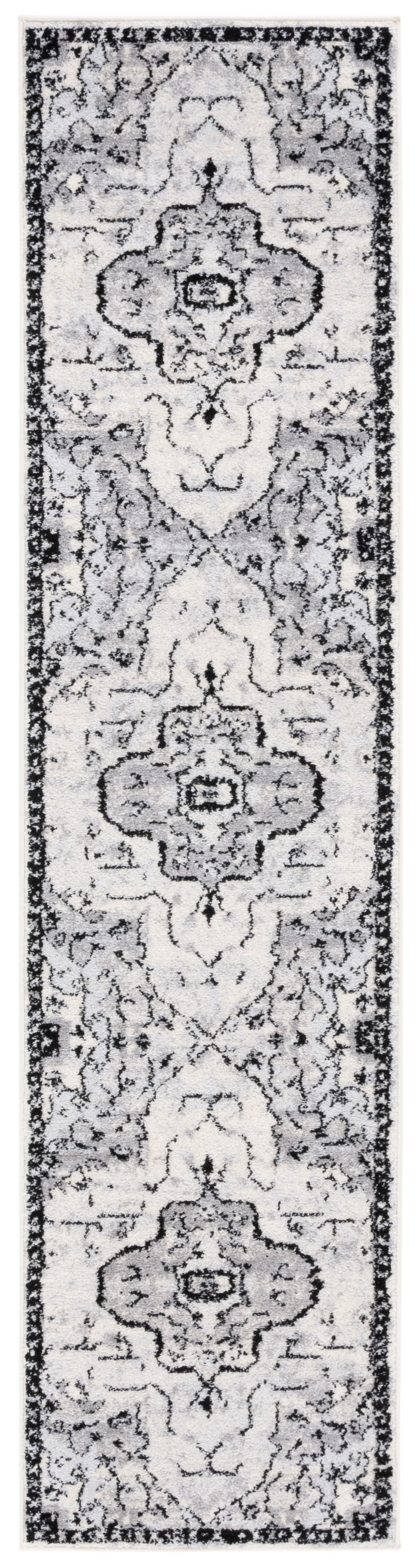 SAFAVIEH Tulum Nathan Oriental Runner Rug, Ivory Grey/Charcoal, 2' x 8 ...