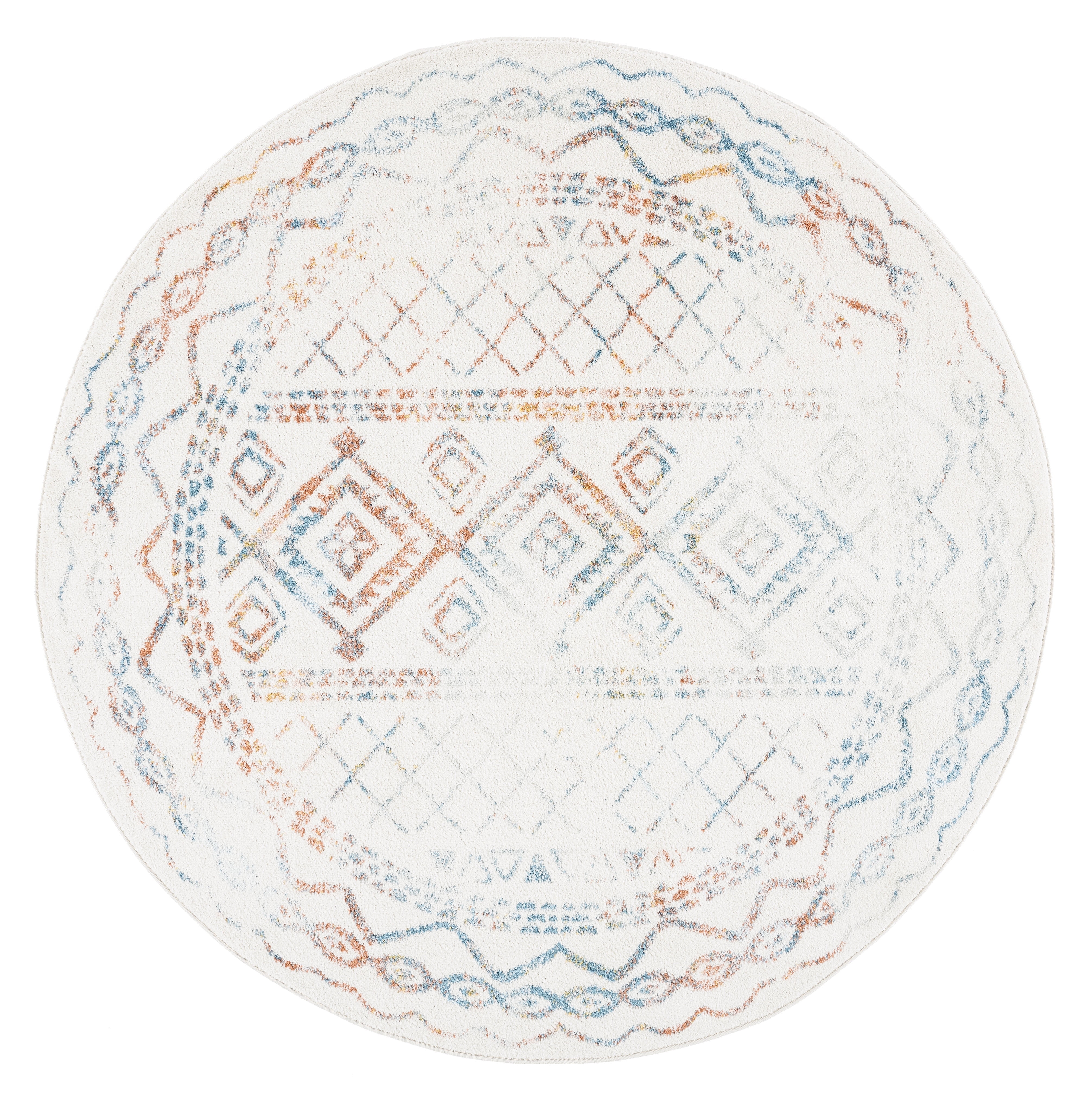 SAFAVIEH Tulum Ronald Oriental Area Rug, Ivory/Turquoise, 5' x 5' Round ...