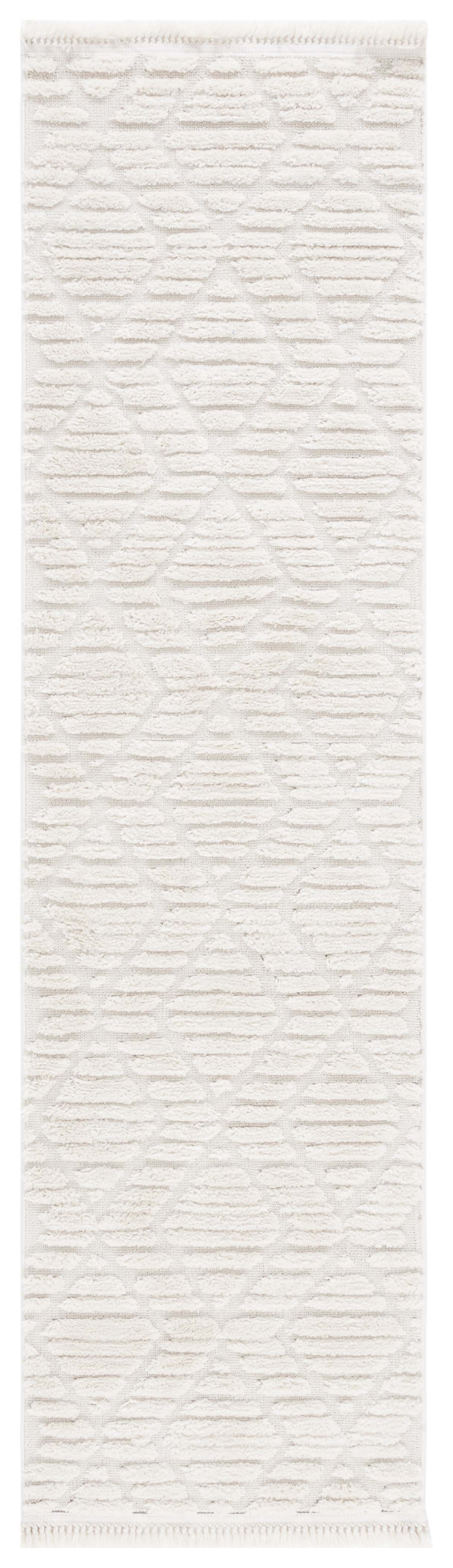 SAFAVIEH Urban Drew High Low Trellis with Fringe Runner Rug, Ivory, 2'2 ...