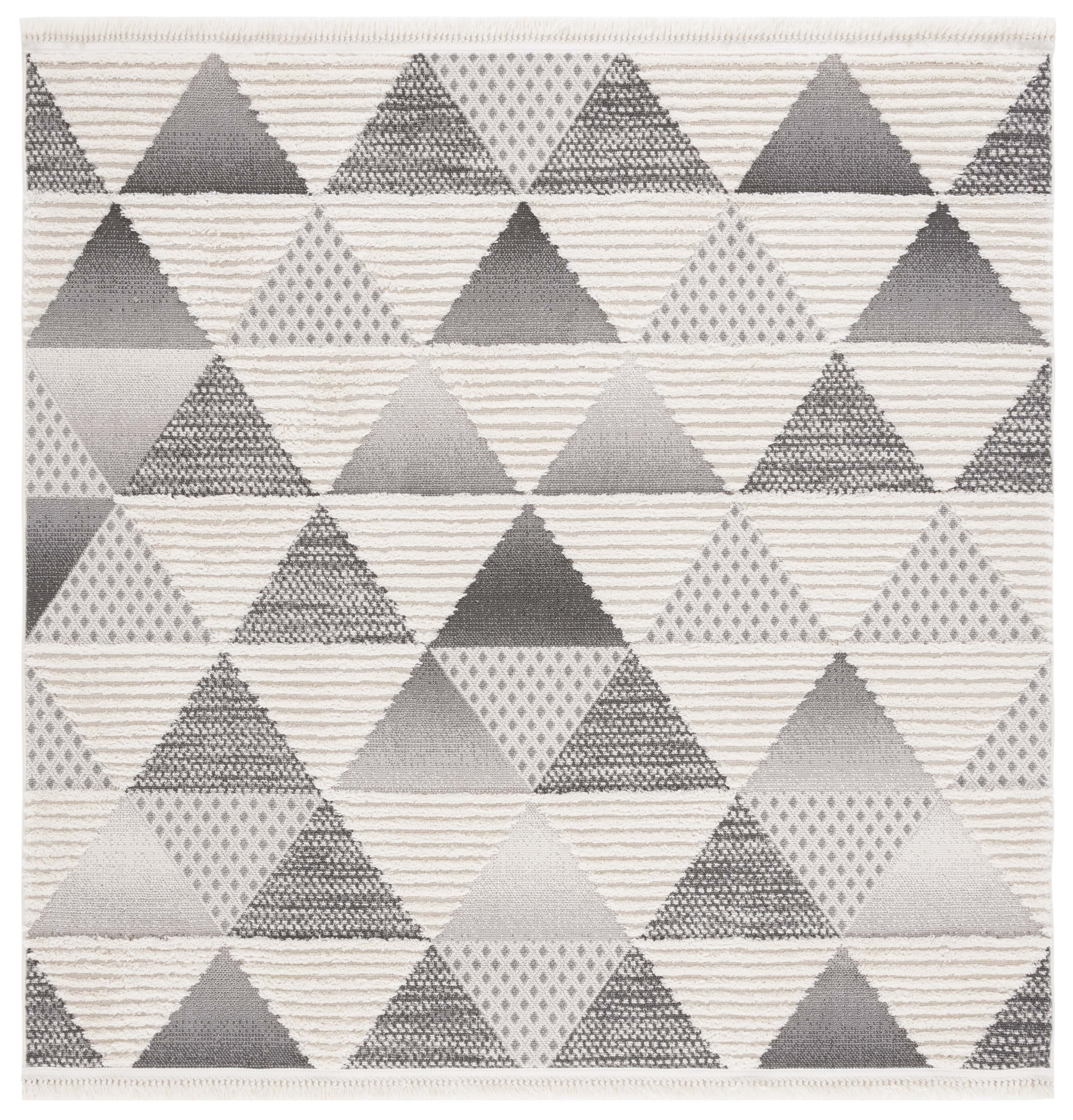 SAFAVIEH Urban Seachlann High Low Triangles with Fringe Area Rug, Grey ...