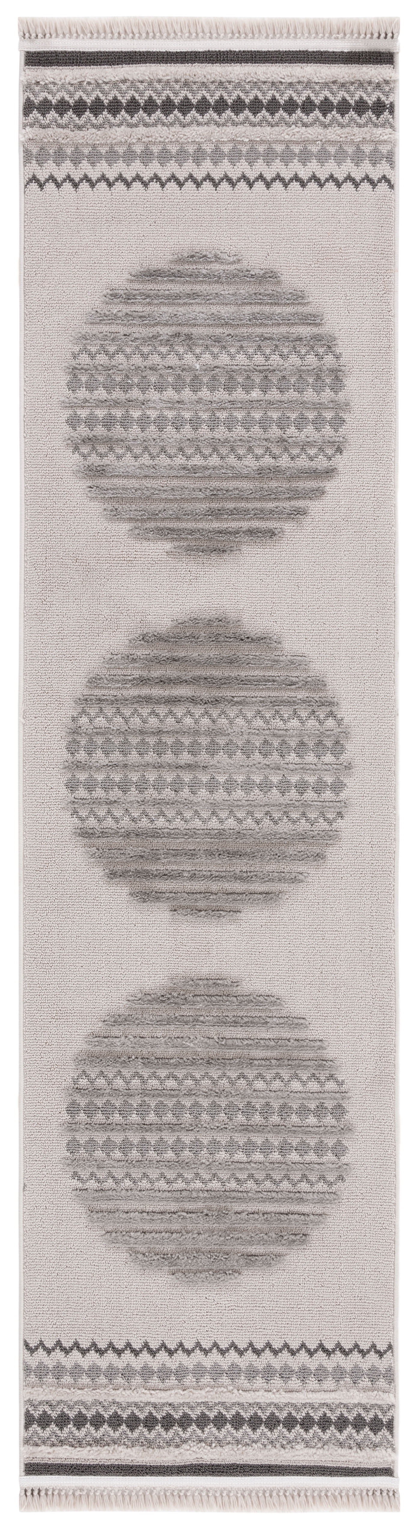 SAFAVIEH Urban Thornton High Low Circle Striped with Fringe Runner Rug ...