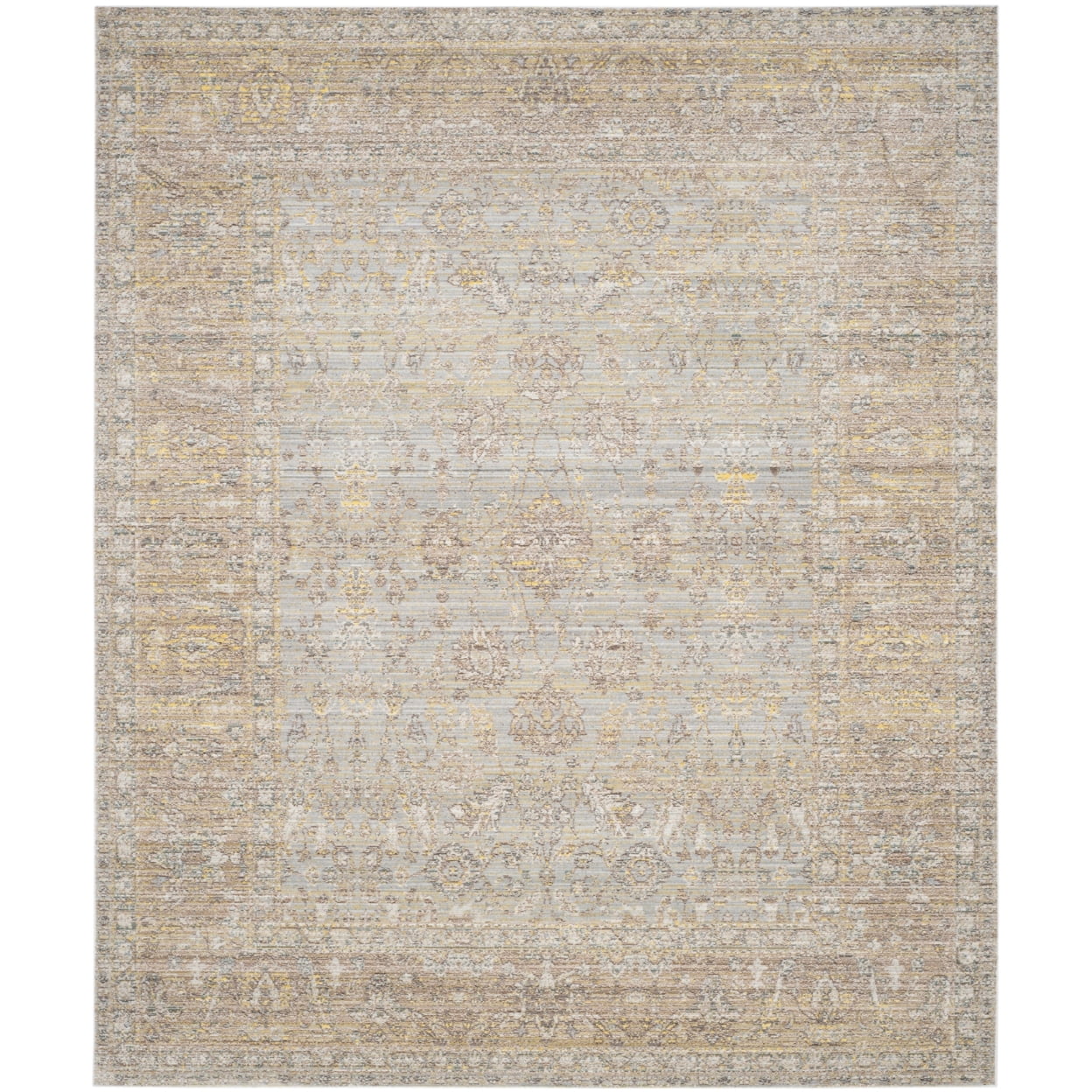 SAFAVIEH Valencia Tristen Floral Bordered Polyester Area Rug, Grey ...