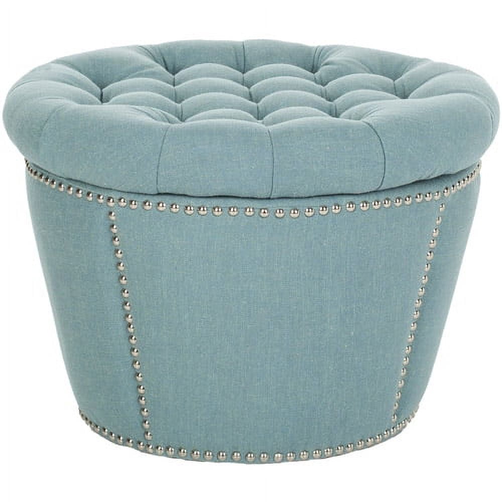 SAFAVIEH Vanessa Ottoman - Modern Glam Design Sky Blue Color - Walmart.com