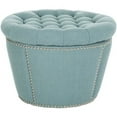 SAFAVIEH Vanessa Modern Glam Ottoman w/ Silver Nail Heads, Sky Blue ...