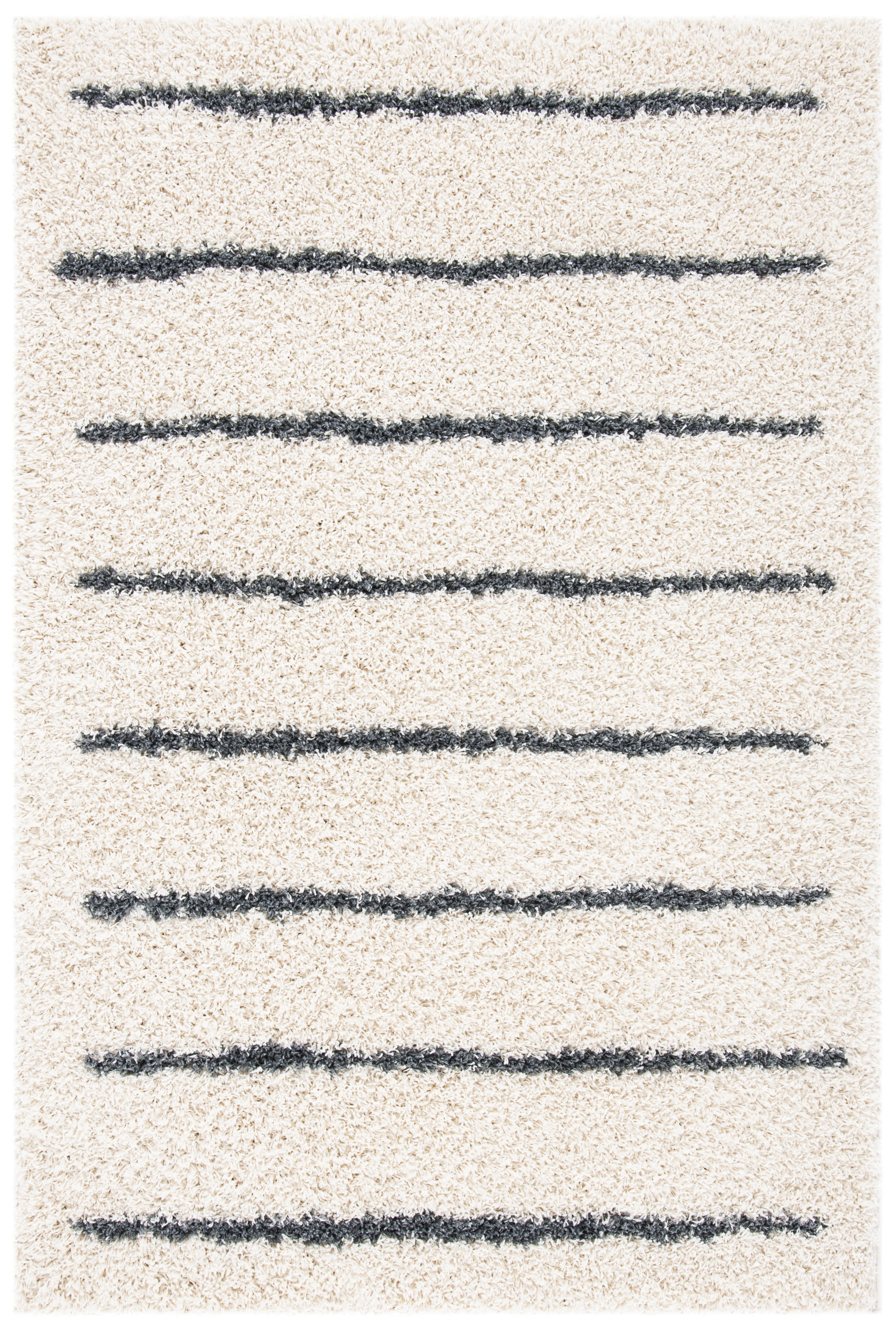 SAFAVIEH Venus Anuki Striped Shag Area Rug, 10' x 14', Ivory/Dark Grey ...