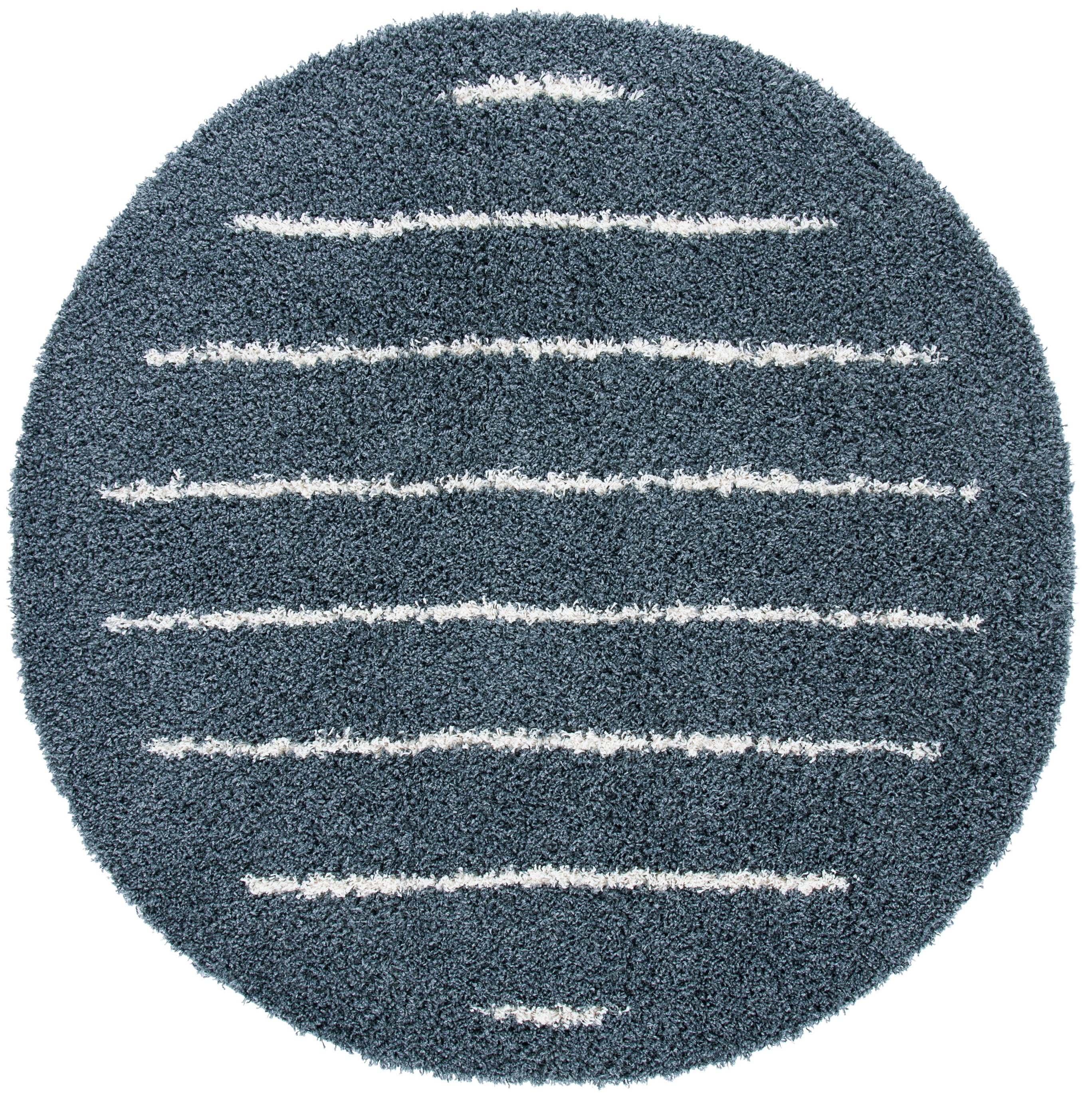 SAFAVIEH Venus Anuki Striped Shag Area Rug, 5'3" x 5'3" Round, Dark ...