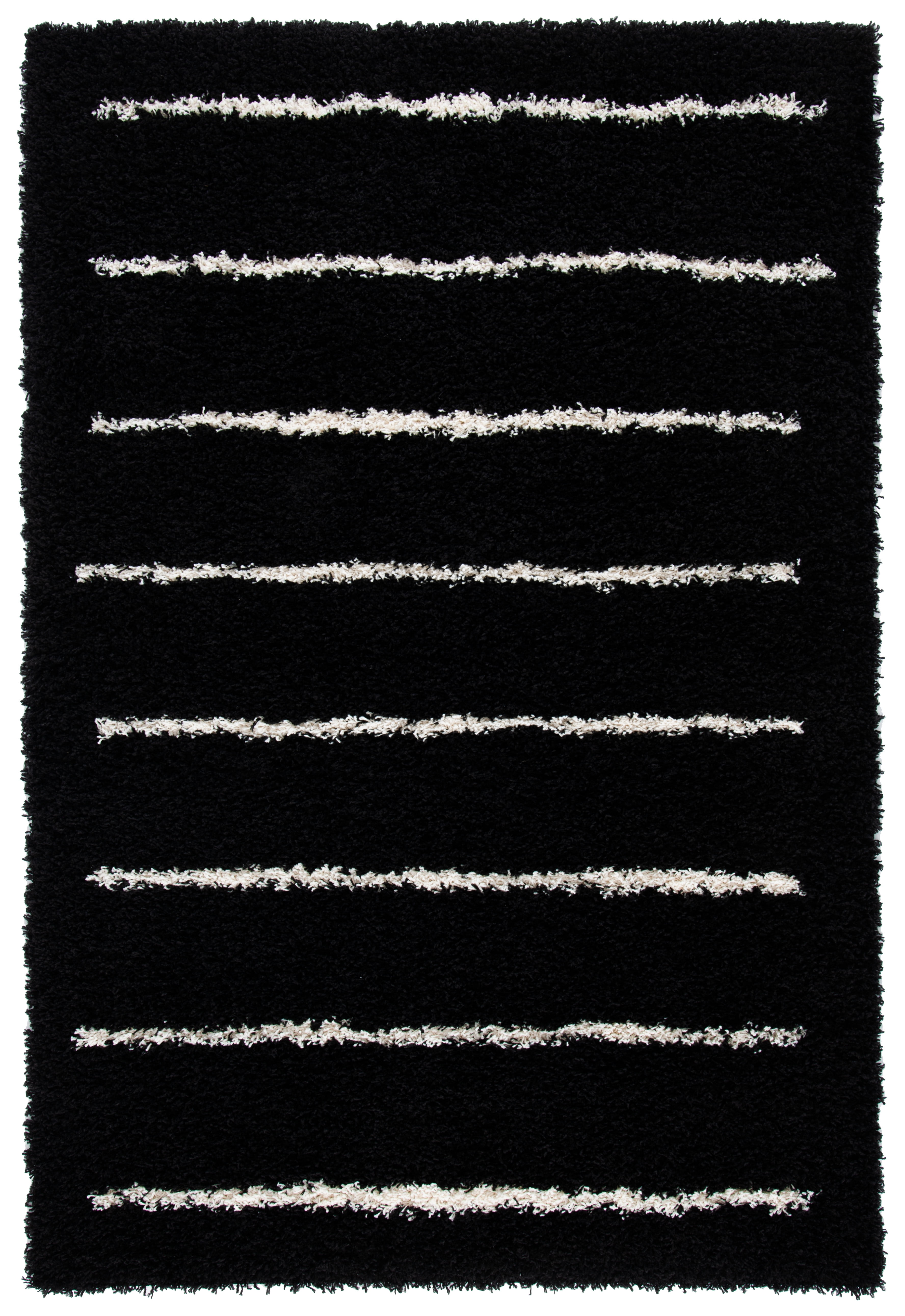 SAFAVIEH Venus Anuki Striped Shag Area Rug, 8' x 10', Black/Ivory ...