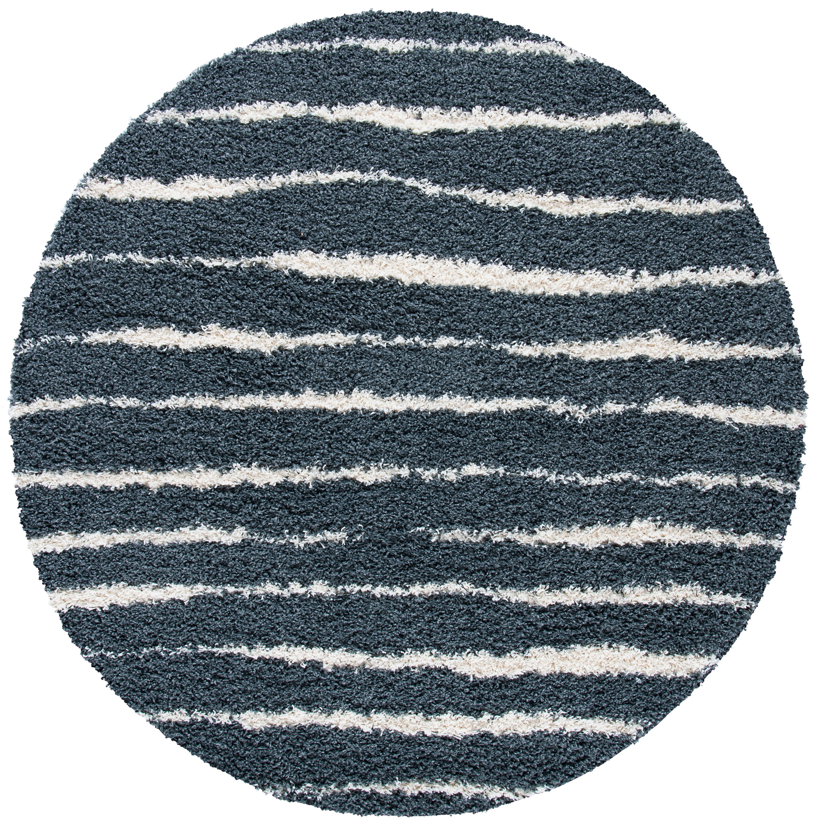 SAFAVIEH Venus Sophie Striped Shag Area Rug, Dark Grey/Ivory, 6'7" x 6 ...