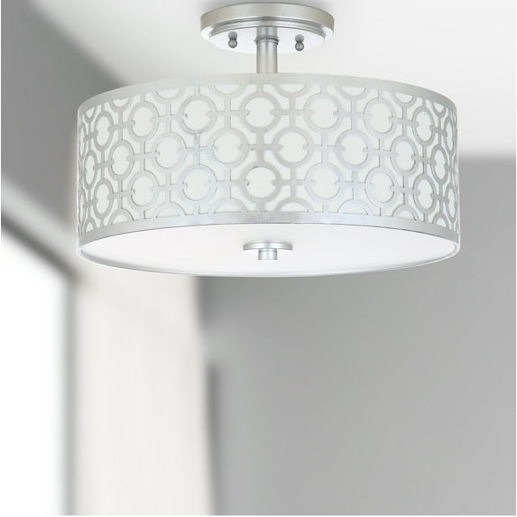 SAFAVIEH Vera 3-Light Chain-Link 15 in. Dia. Flush Mount, Silver ...