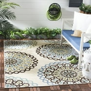 Nourison Caribbean Indoor/Outdoor Geometric Floral Navy 5'3" x SQUARE ...