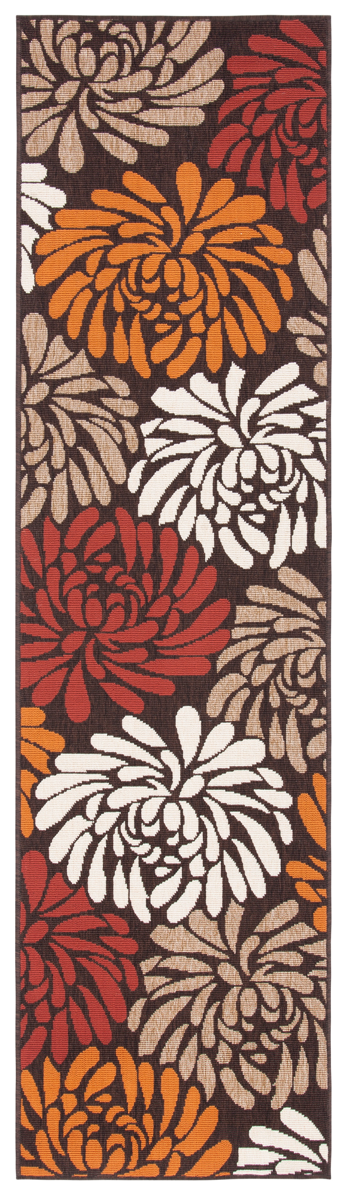SAFAVIEH Veranda Kandy Floral Indoor/Outdoor Runner Rug, Chocolate ...
