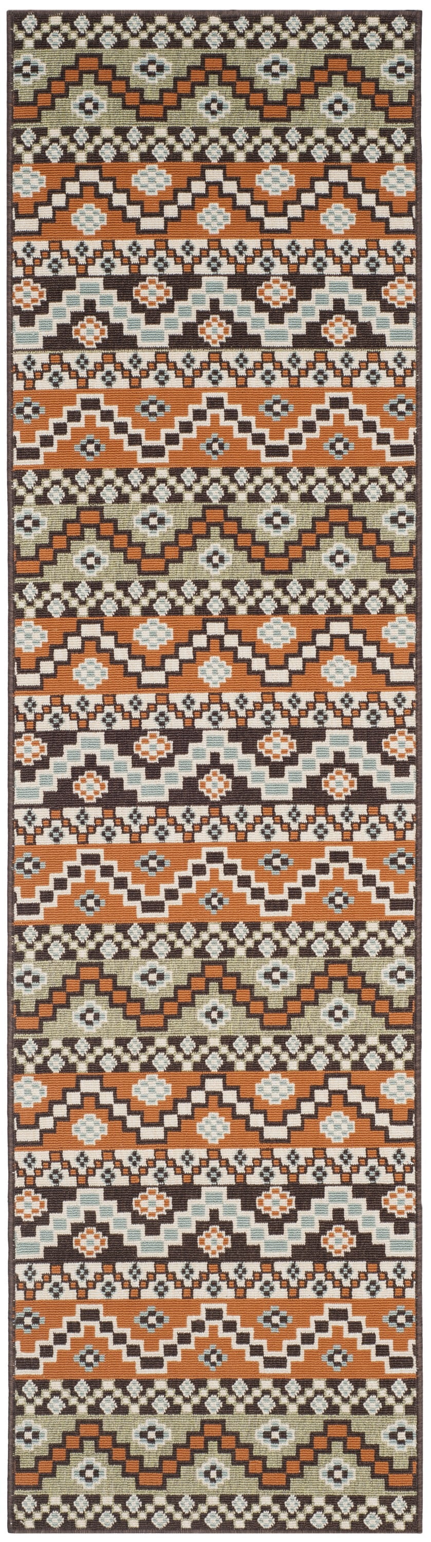 SAFAVIEH Veranda Luwig Geometric Indoor/Outdoor Runner Rug, Terracotta ...