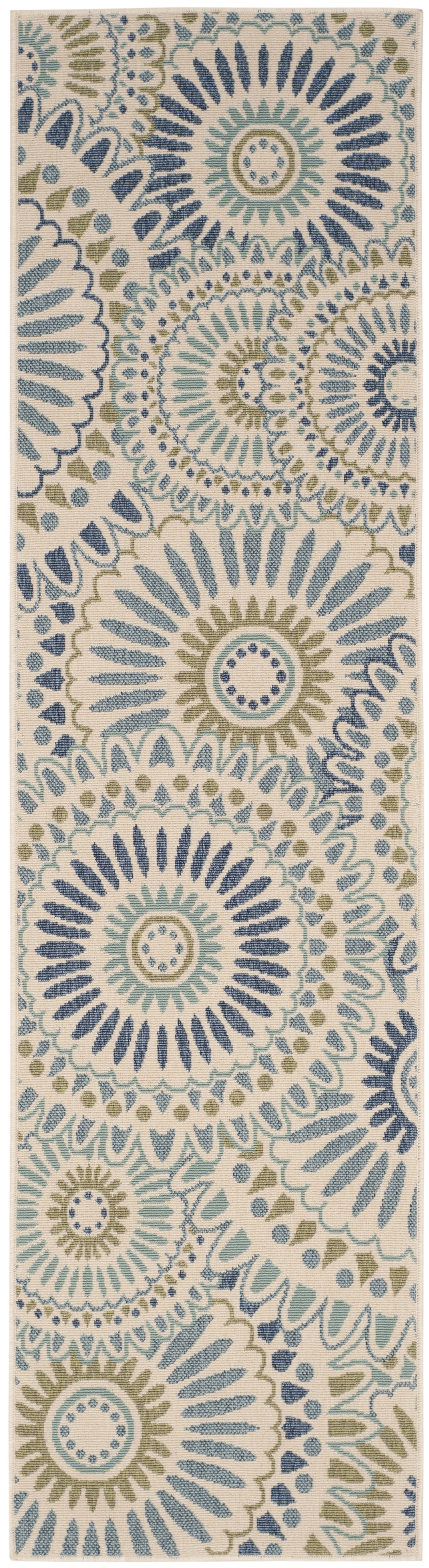 SAFAVIEH Veranda Petra Geometric Indoor/Outdoor Runner Rug, Cream/Green ...