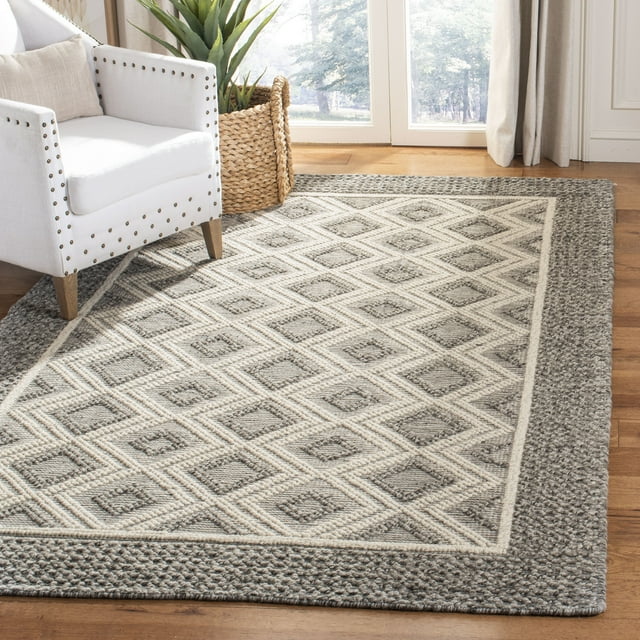 SAFAVIEH Vermont Hyde Geometric Area Rug, Grey/Ivory, 9' x 12 ...