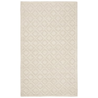 SAFAVIEH Trace Molly Geometric Wool Area Rug, Ivory, 6' x 6' Round ...