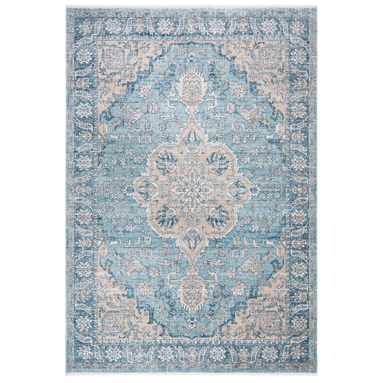SAFAVIEH Victoria Jackalyn Floral Bordered Area Rug, Blue/Grey, 4' x 6 ...