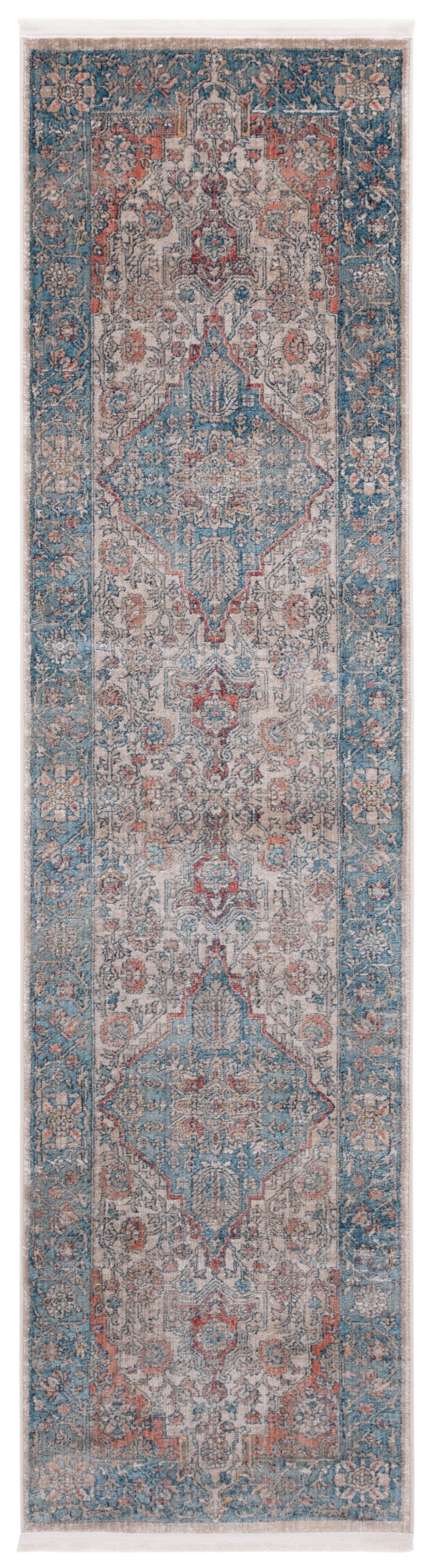 SAFAVIEH Victoria Serafim Floral Bordered Runner, 2'2" x 6', Navy/Ivory ...